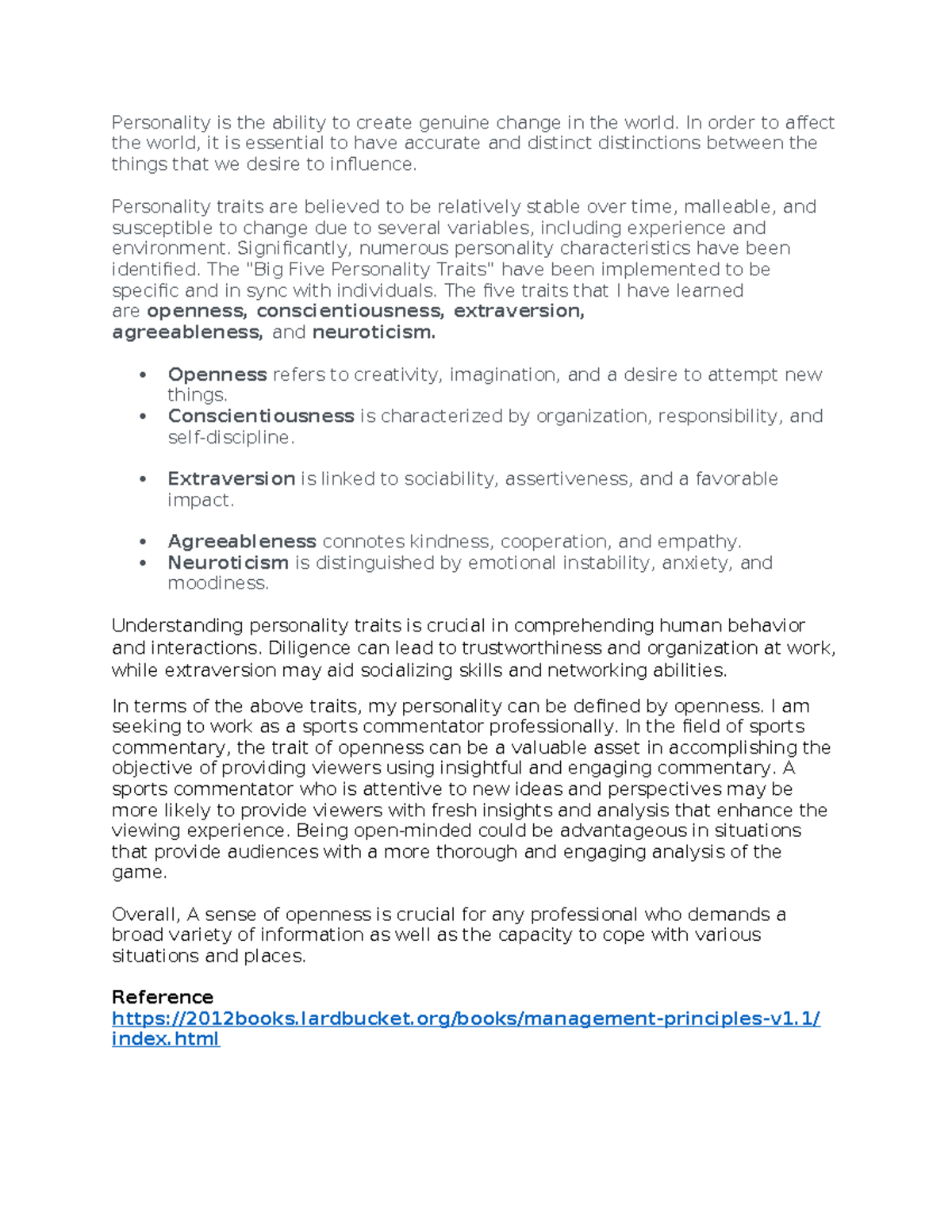 BUS Unit-2 DF - Big Five Personality Traits - Personality is the ...