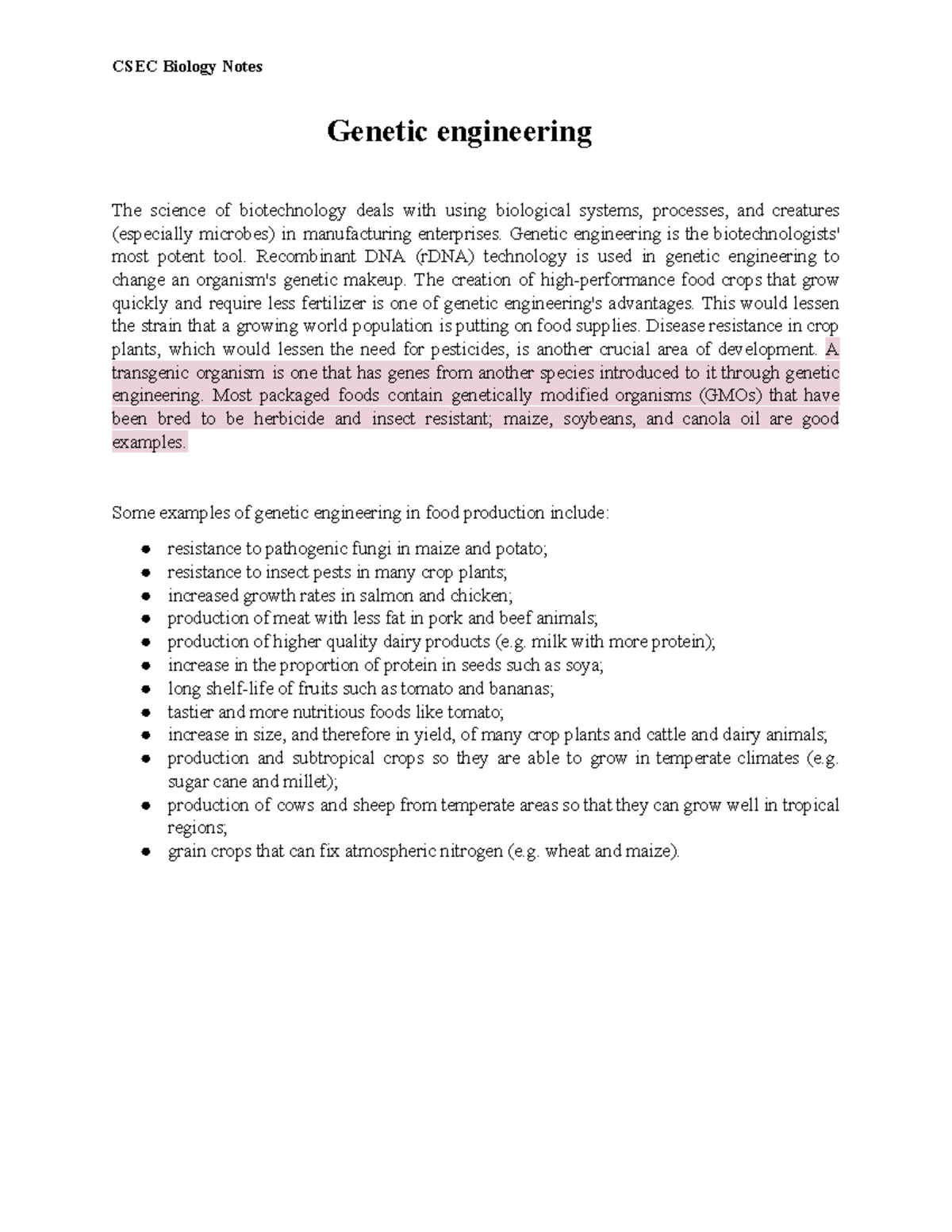 CSEC Biology Genetic engineering - Genetic engineering The science of ...