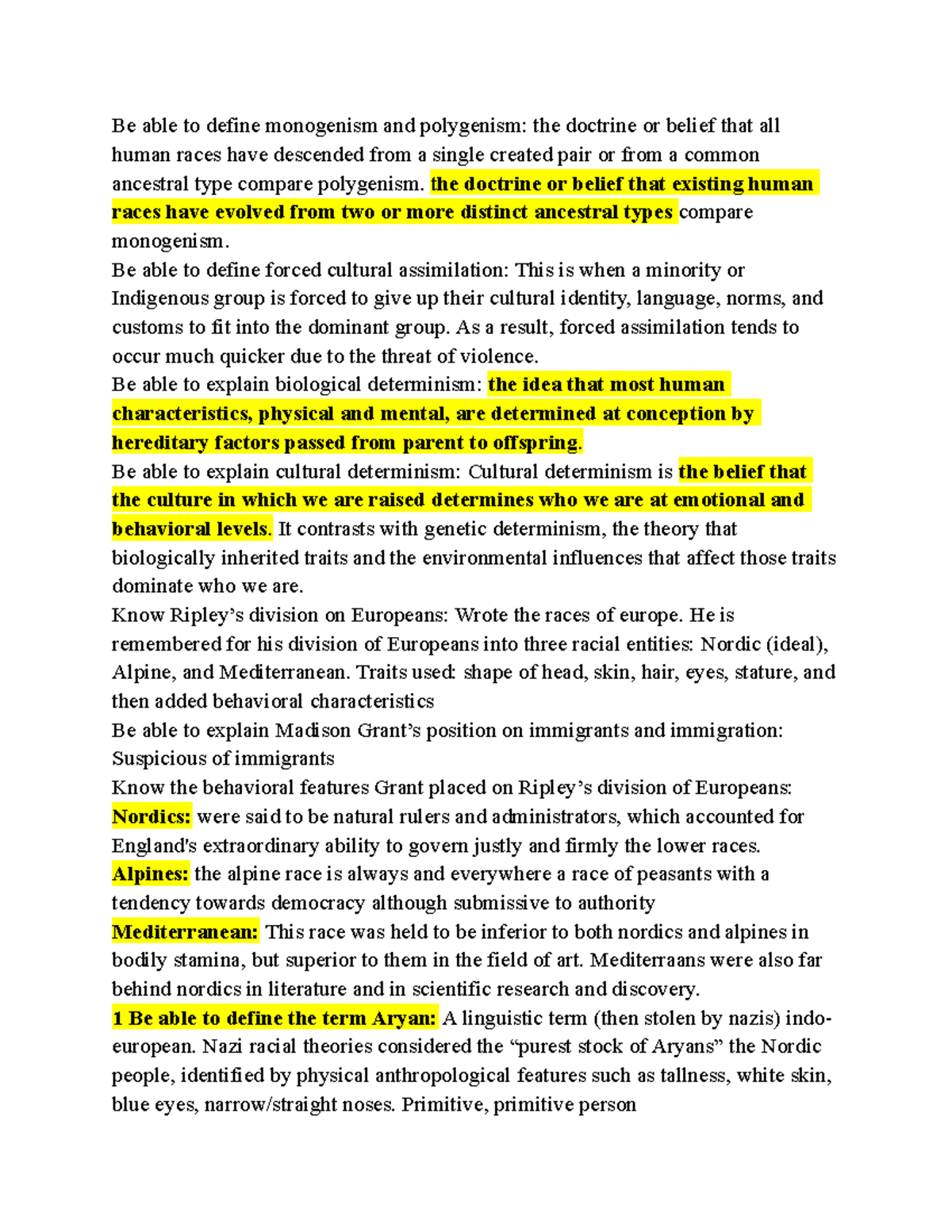 Anthro - Be able to define monogenism and polygenism: the doctrine or ...