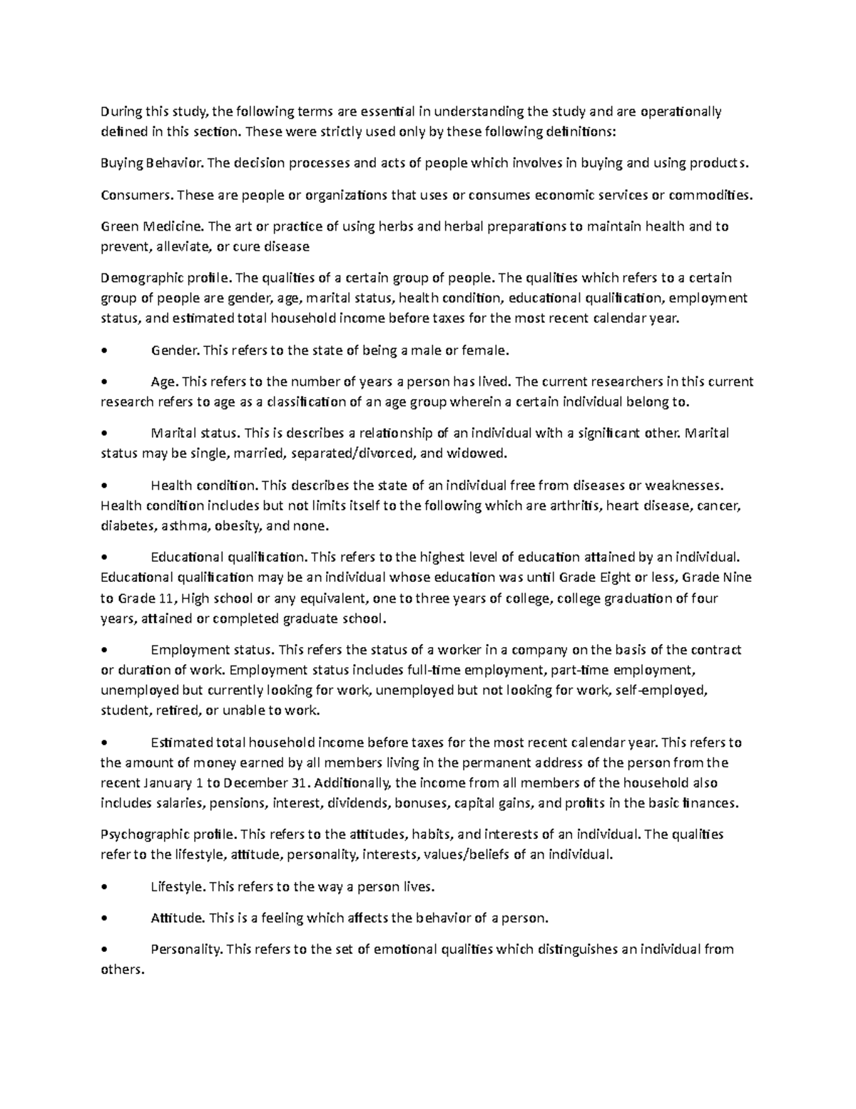 Definition of terms - During this study, the following terms are ...