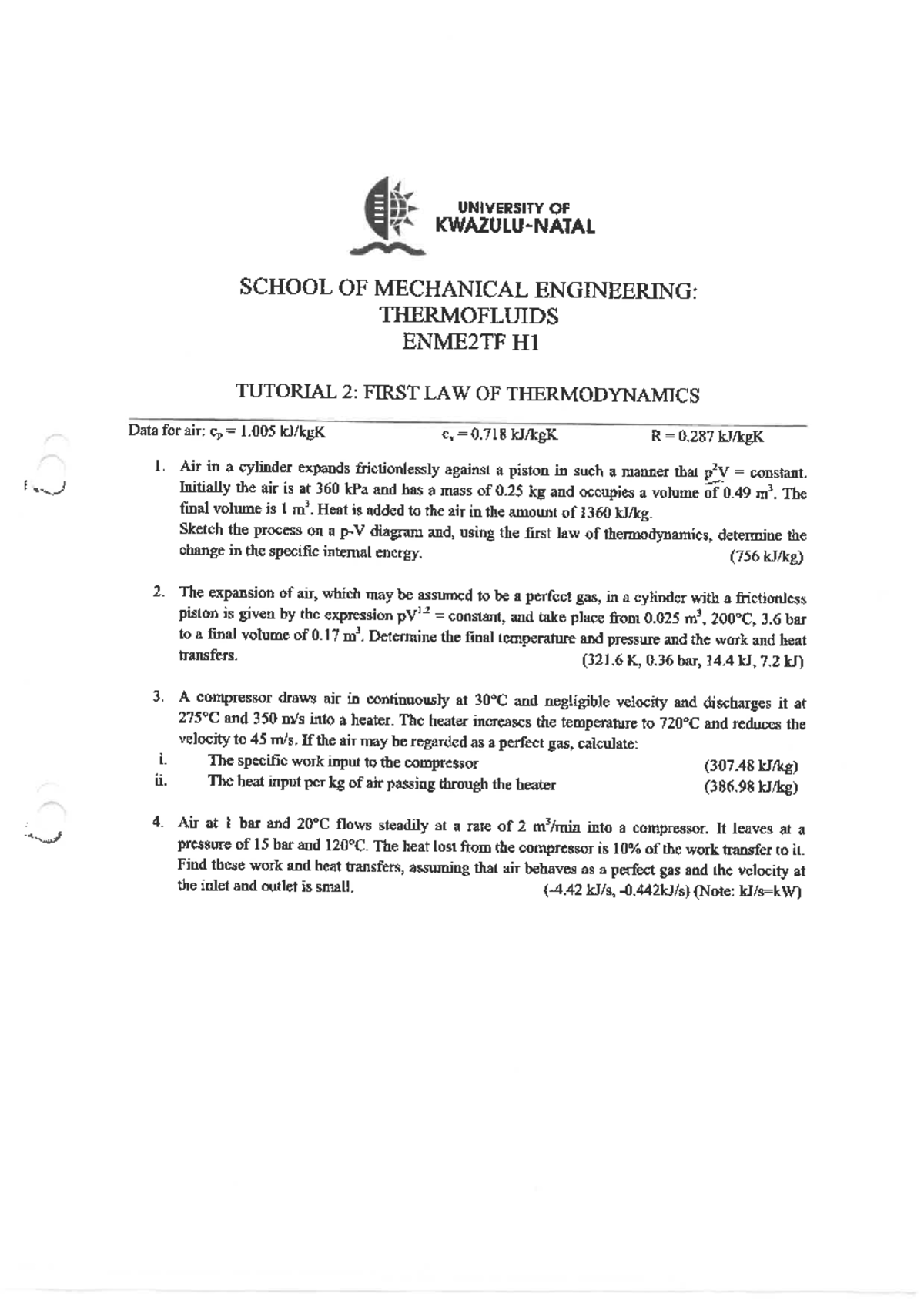 Ch2 Tutorial Solutions - ENME2TFH1 - Studocu