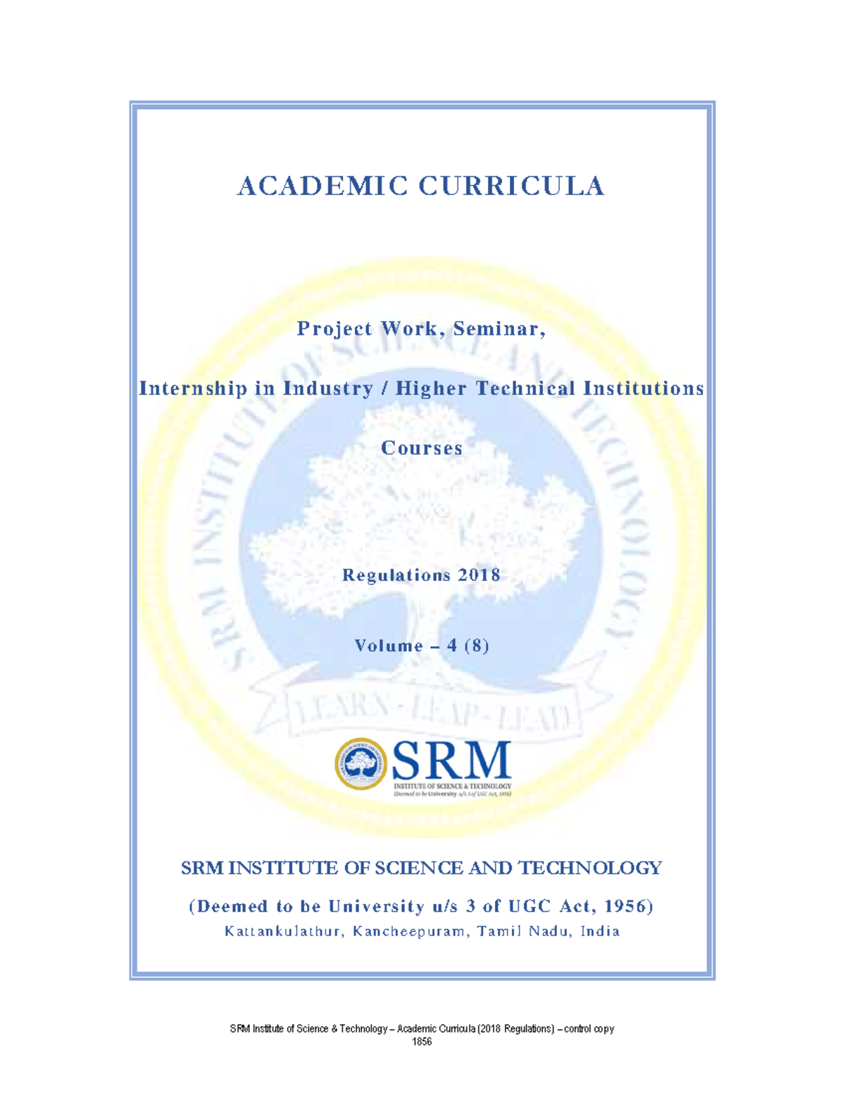 Project work seminar internship - SRM Institute of Science & Technology ...