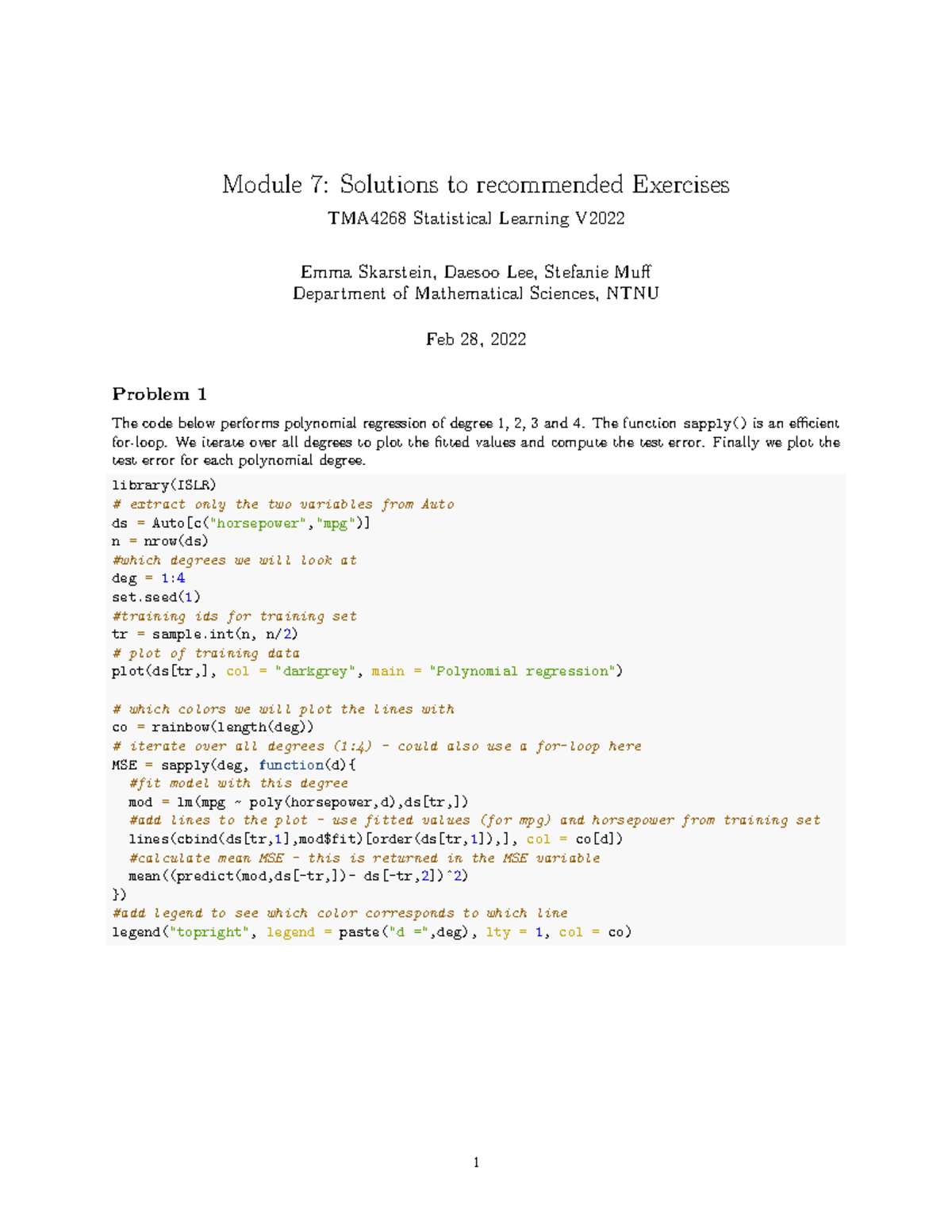 Rec Ex 7-sol - Solutions - Module 7: Solutions to recommended Exercises ...