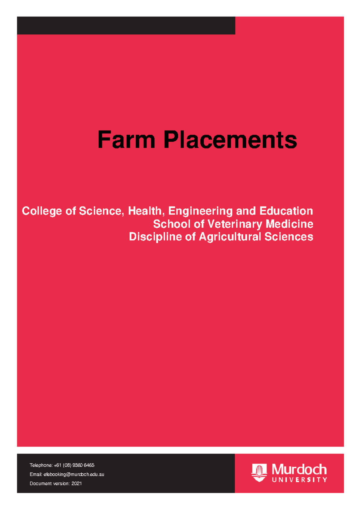 Farmer Booklet - Farm Placements College of Science, Health ...