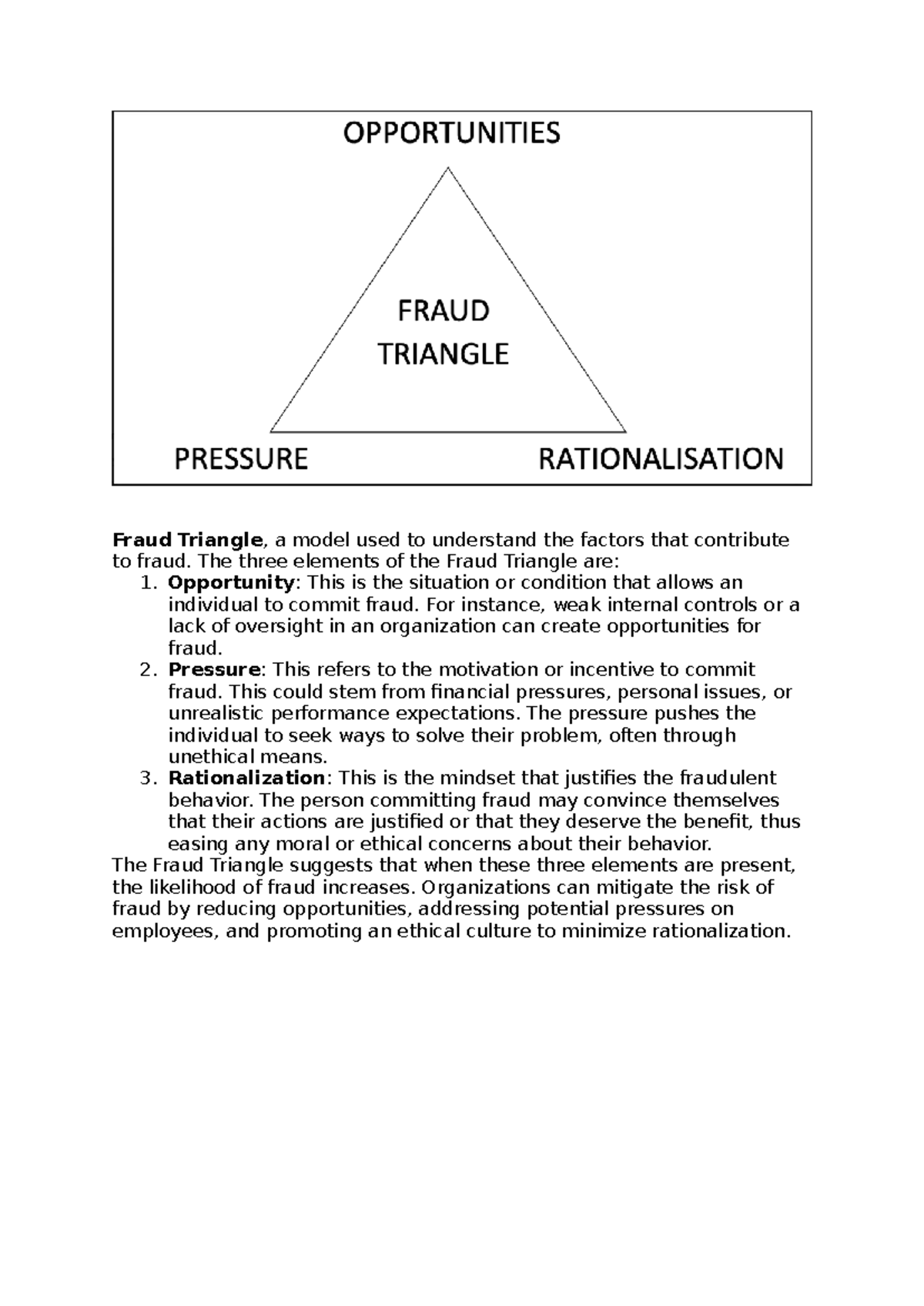 AIS Study - Fraud - Fraud Triangle, a model used to understand the ...