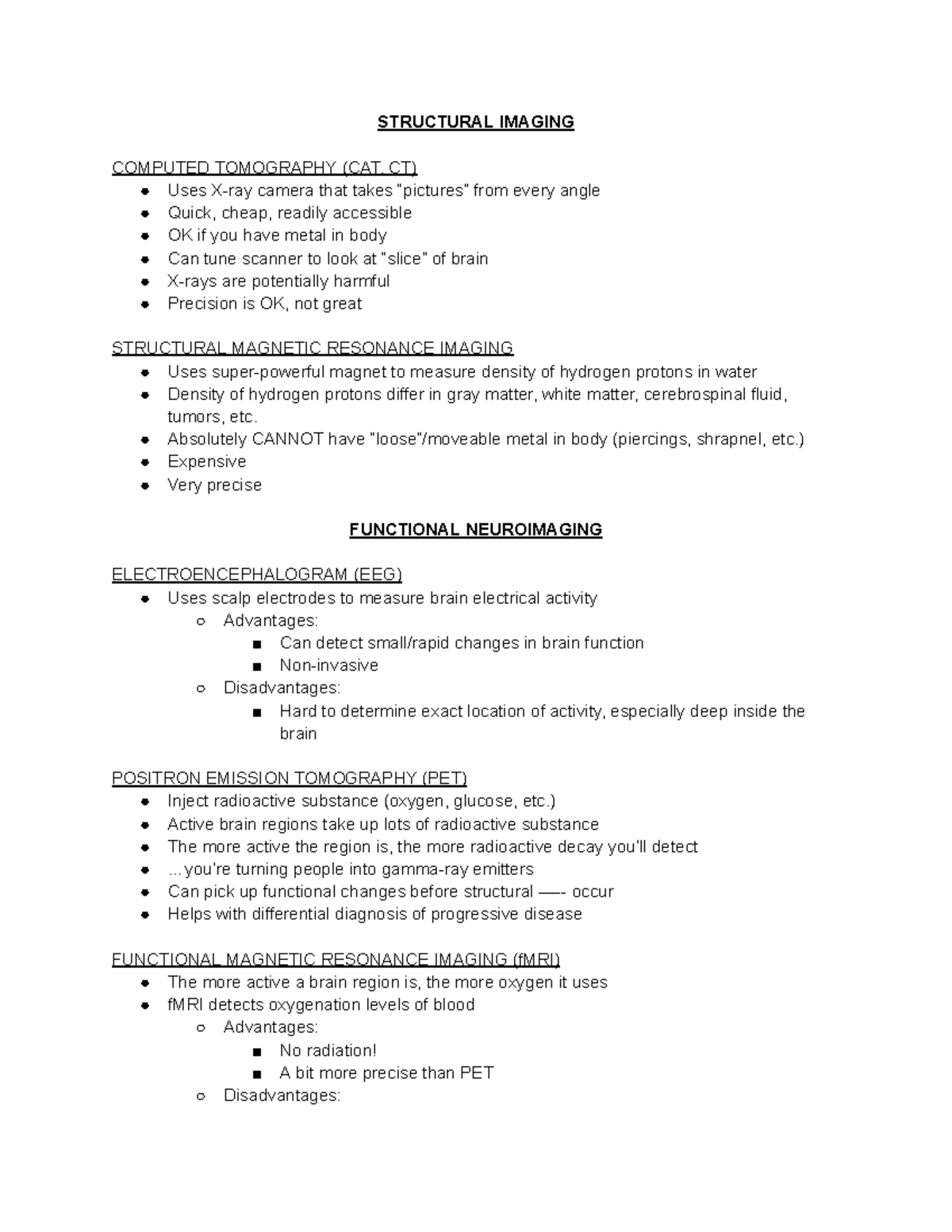 PSYC-103 Structural Imaging vs Functional Neuroimaging - STRUCTURAL ...