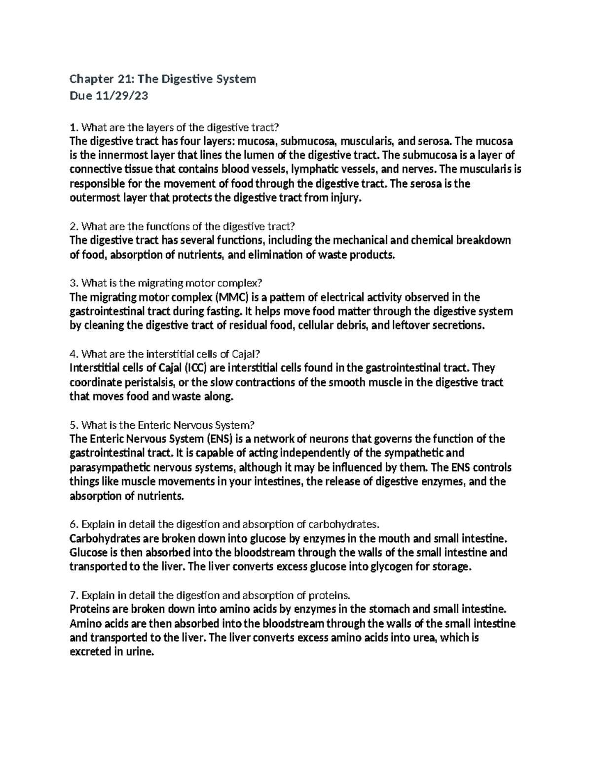 Chapter 21 Questions The Digestive System - Chapter 21: The Digestive ...