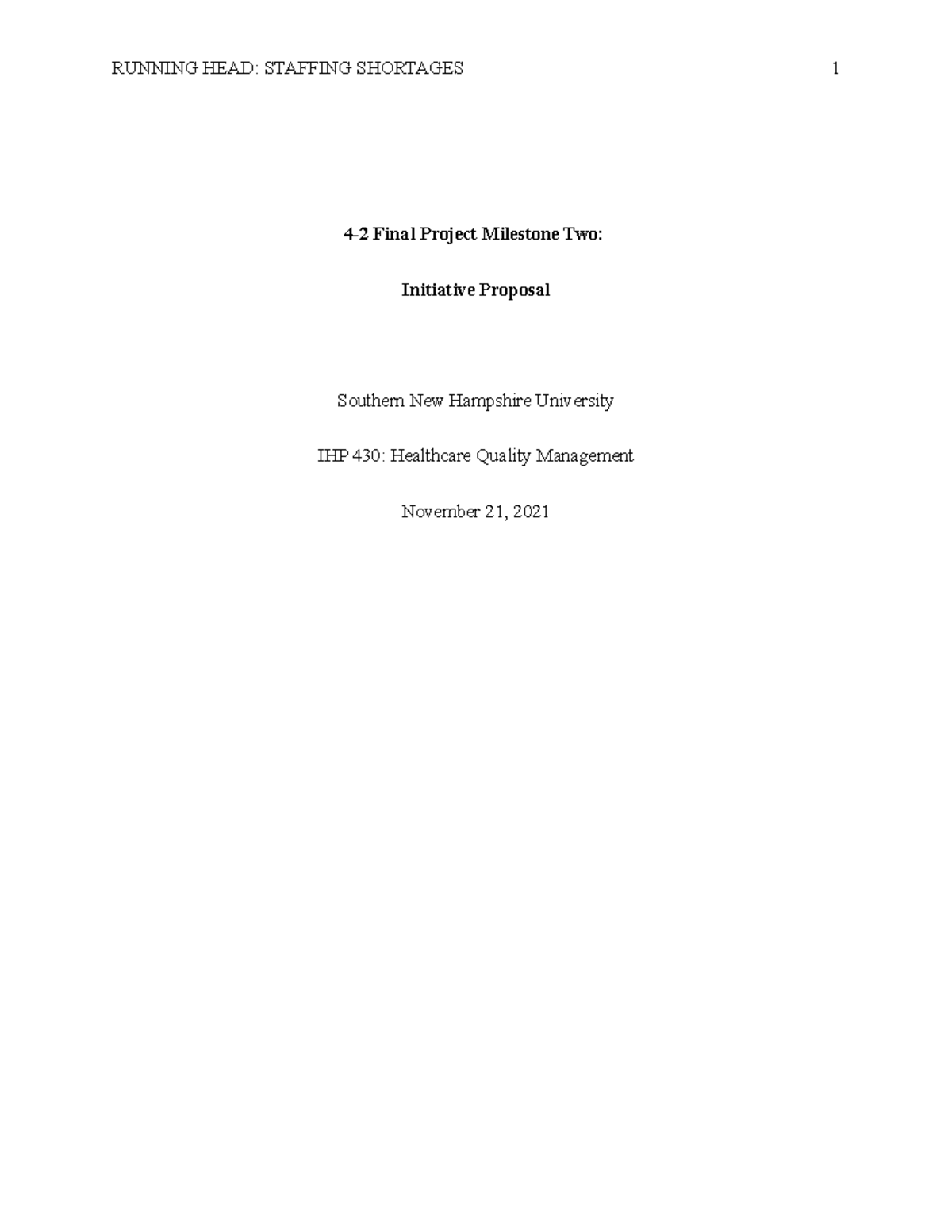 IHP 430 4-2 Final Project Milestone Two Initiative Proposal - 4-2 Final ...