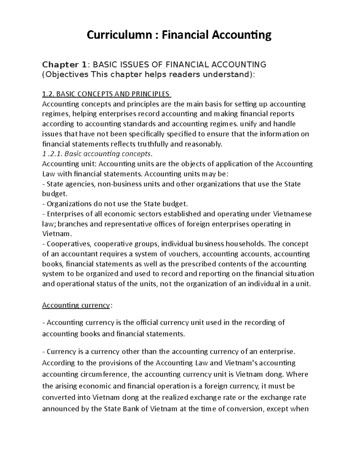 2 Curriculumn financial accounting - Curriculumn : Financial Accounting ...