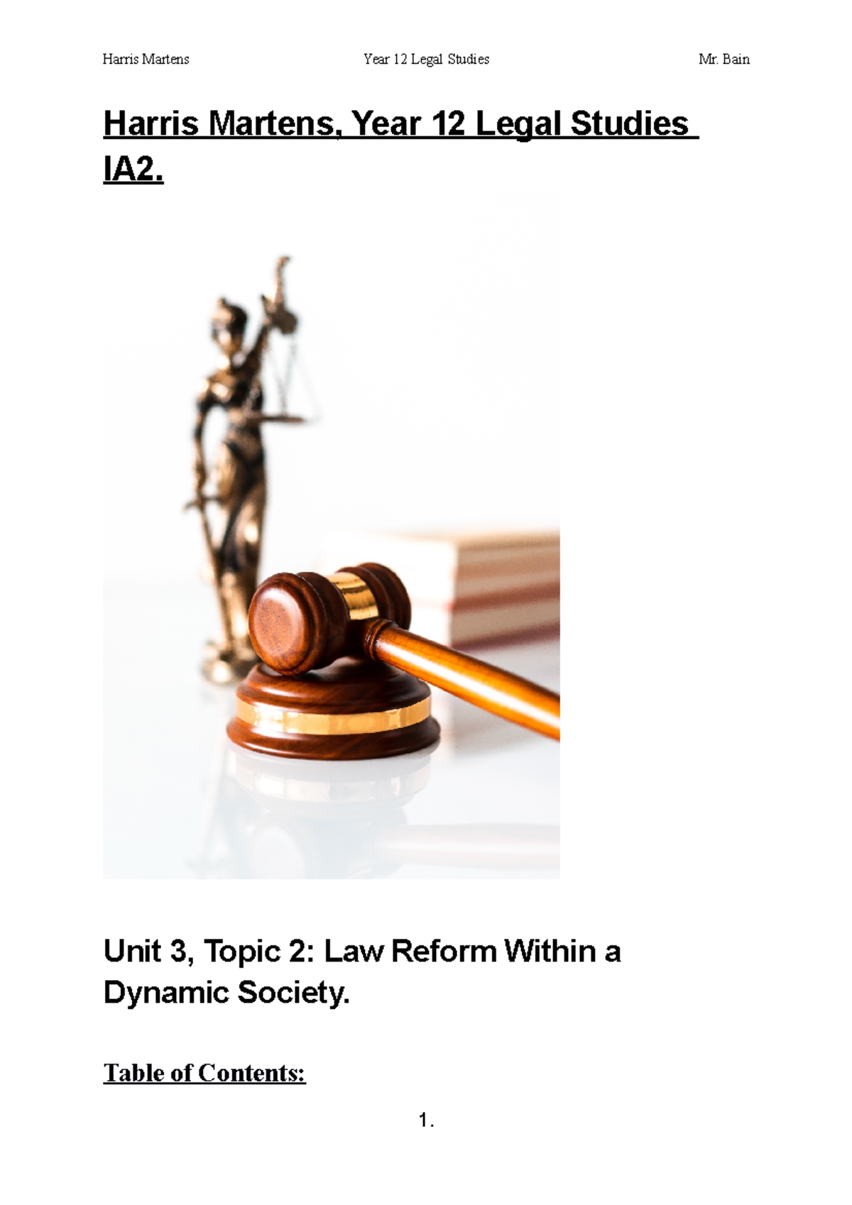 Harris Martens Year 12 Legal Studies IA2 Final - Harris Martens, Year ...