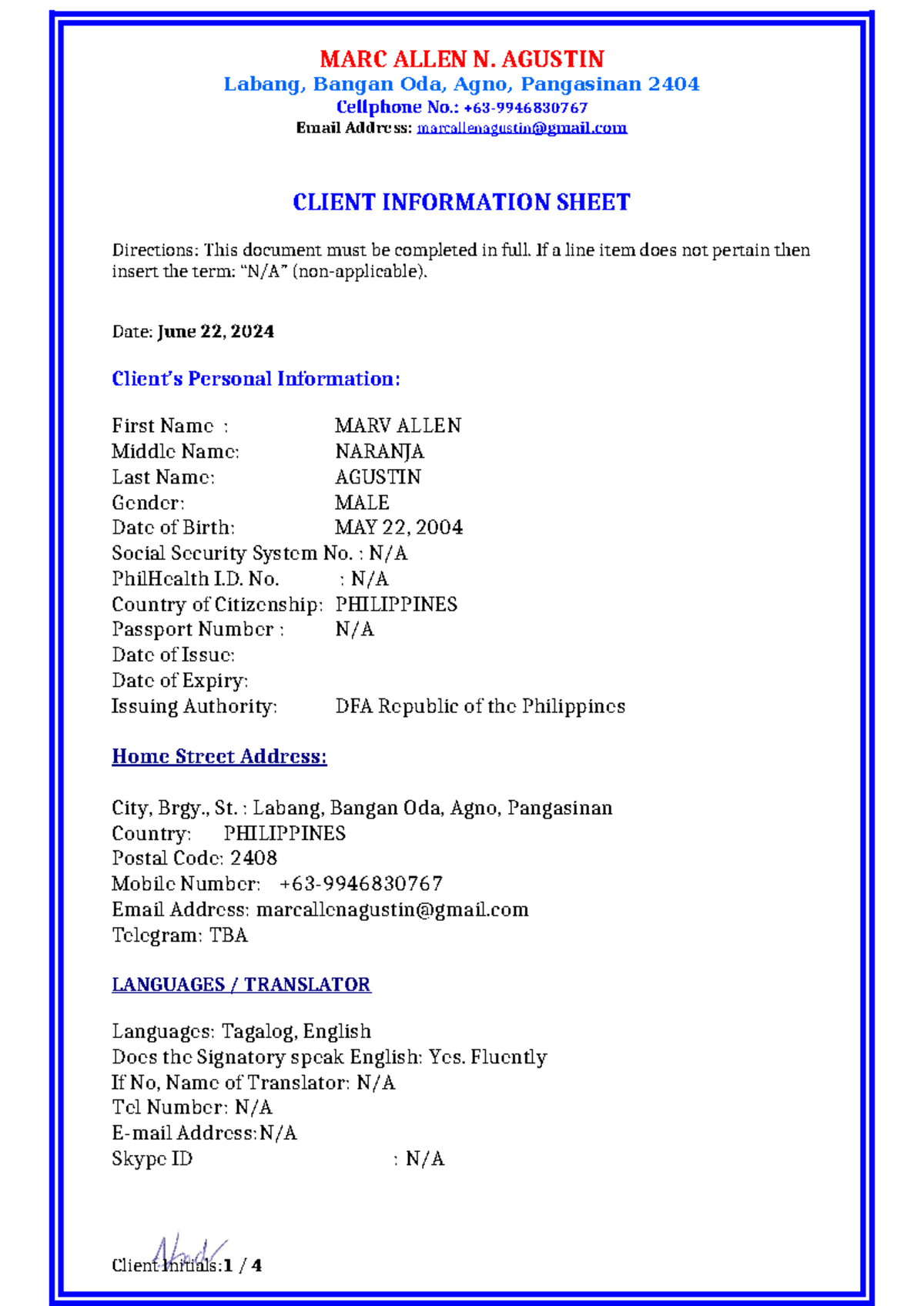 CIS - MARC Allen Agustin April 2024 - Labang, Bangan Oda, Agno ...