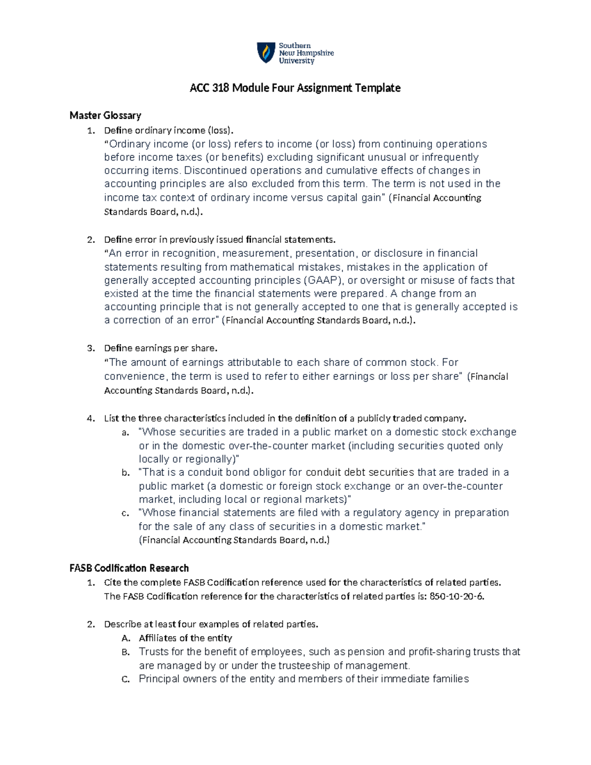 ACC 318 Module Four Assignment Template - ACC 318 Module Four ...