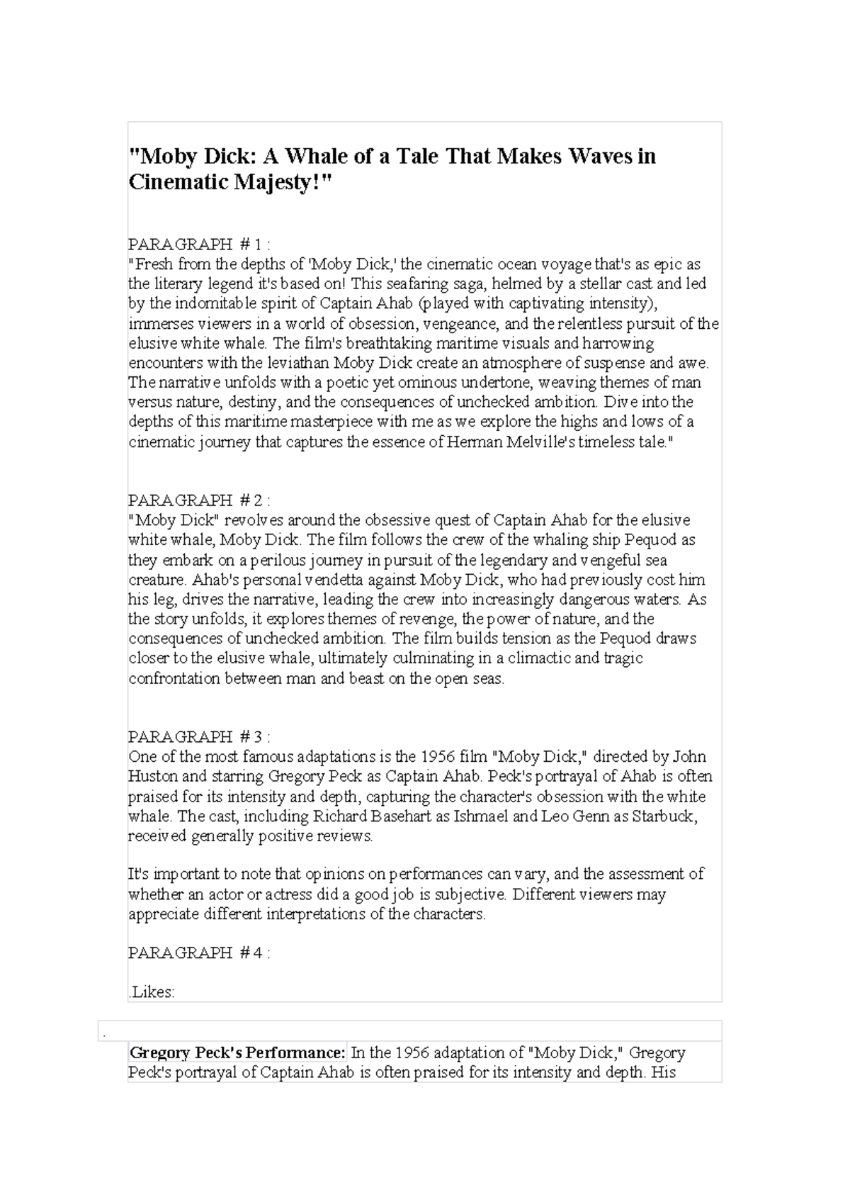 Moby Dick - literary notes - "Moby Dick: A Whale of a Tale That Makes ...