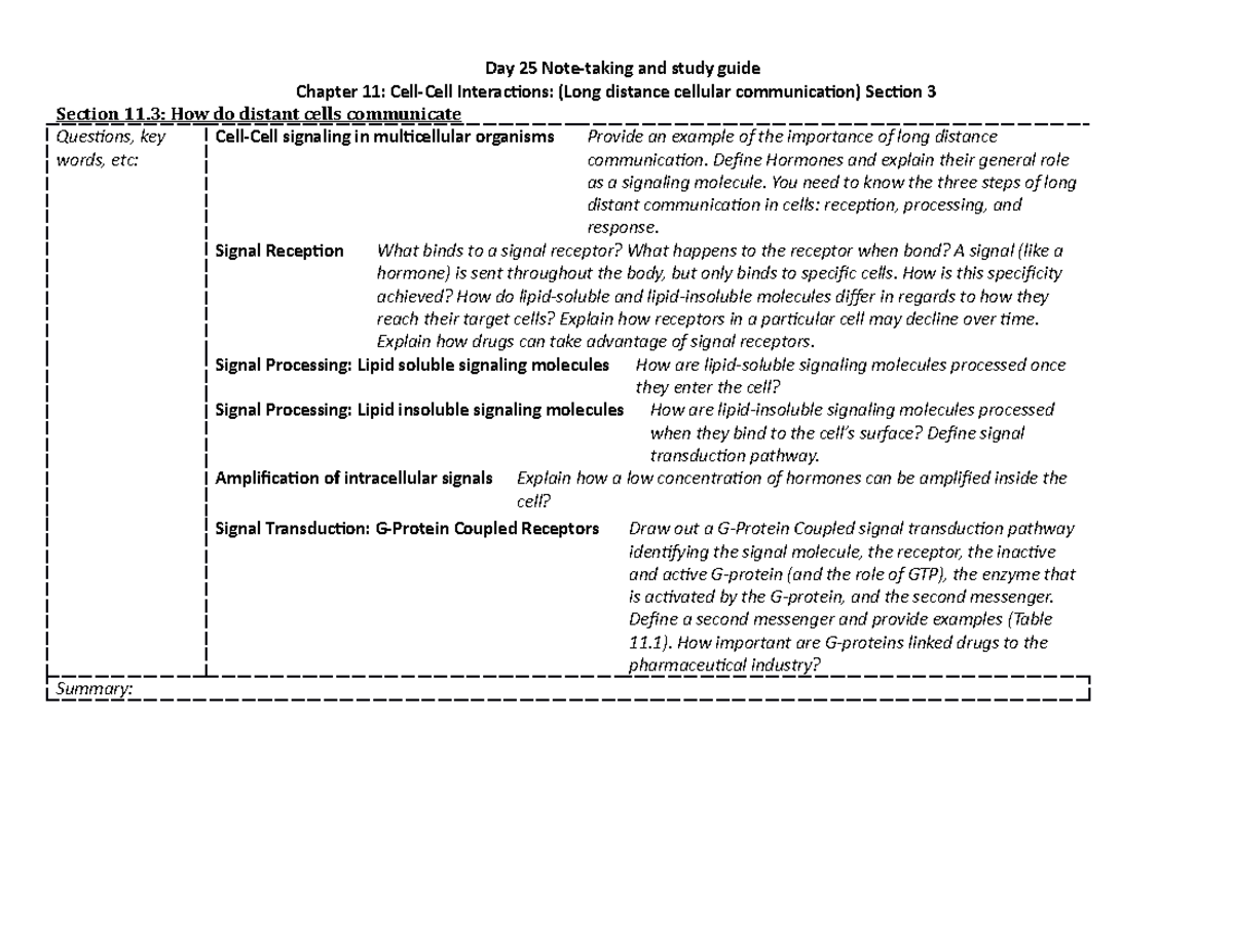 Day 25 Note taking guide-Cellular Communication I - Day 25 Note-taking ...