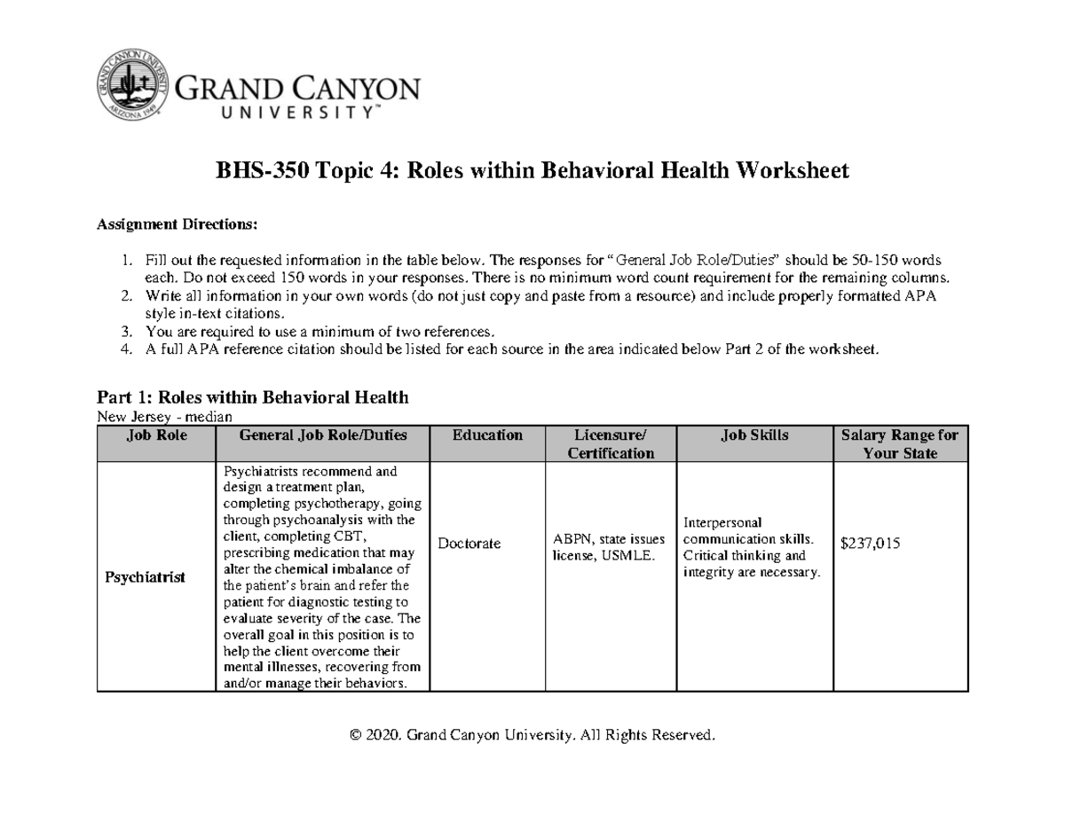 BHS-350-RS-T4Roles Worksheet - BHS-350 Topic 4: Roles within Behavioral ...