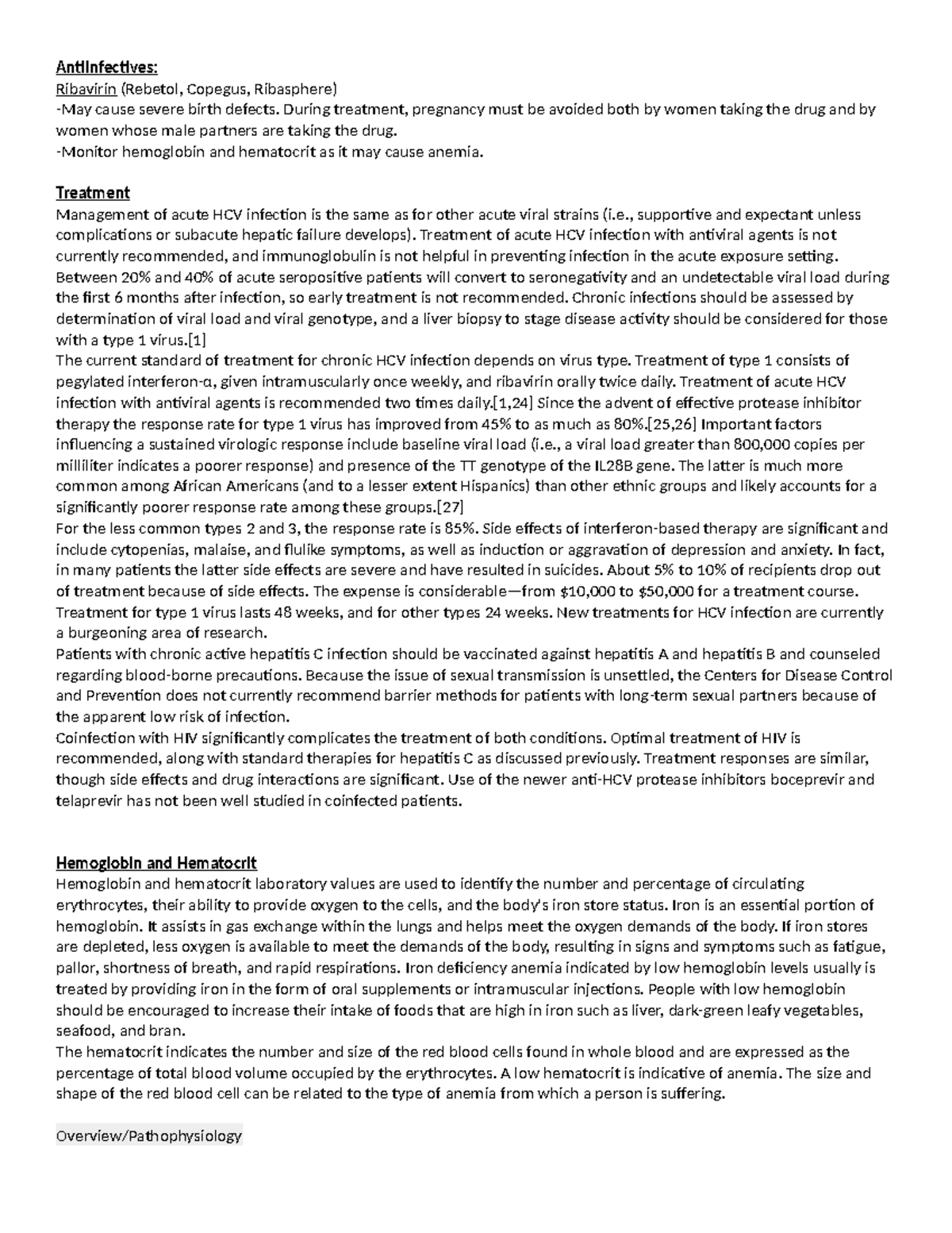 Pharm HESI - Drug classification - Antiinfectives: Ribavirin (Rebetol ...