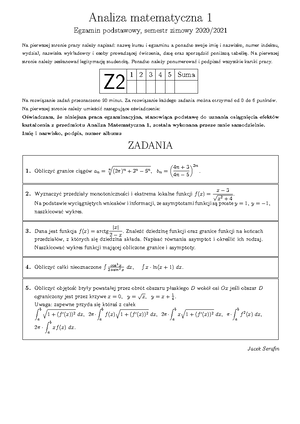 Analiza Matematyczna 1 - ANALIZA MATEMATYCZNA 1 Marian Gewert Zbigniew Skoczylas ANALIZA - Studocu
