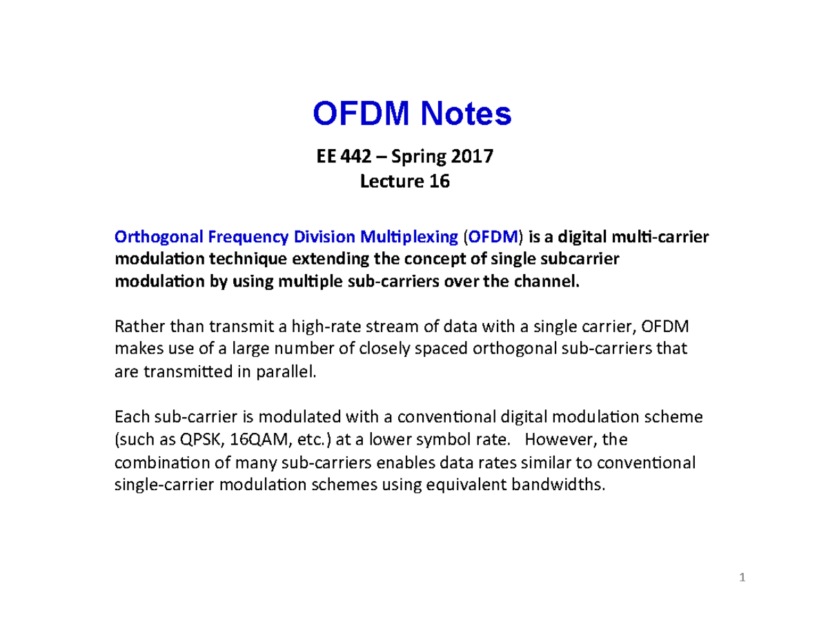 OFDM & MIMO - Vtu notes - OFDM Notes EE 442 – Spring 2017 Lecture 16 ...