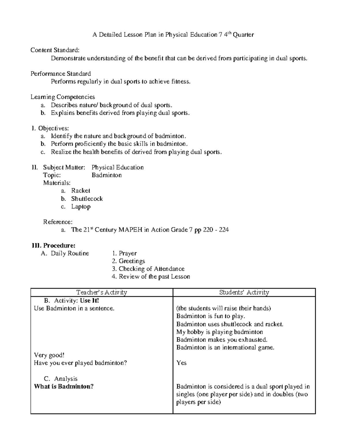 A-detailed-lesson-plan-badminton compress - A Detailed Lesson Plan in ...