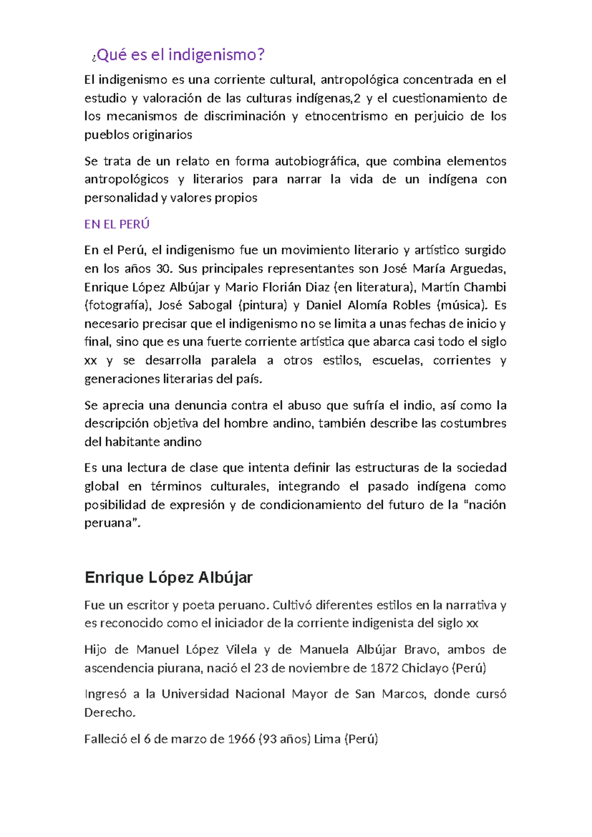 El indigenismo es una corriente cultural - Sus principales ...