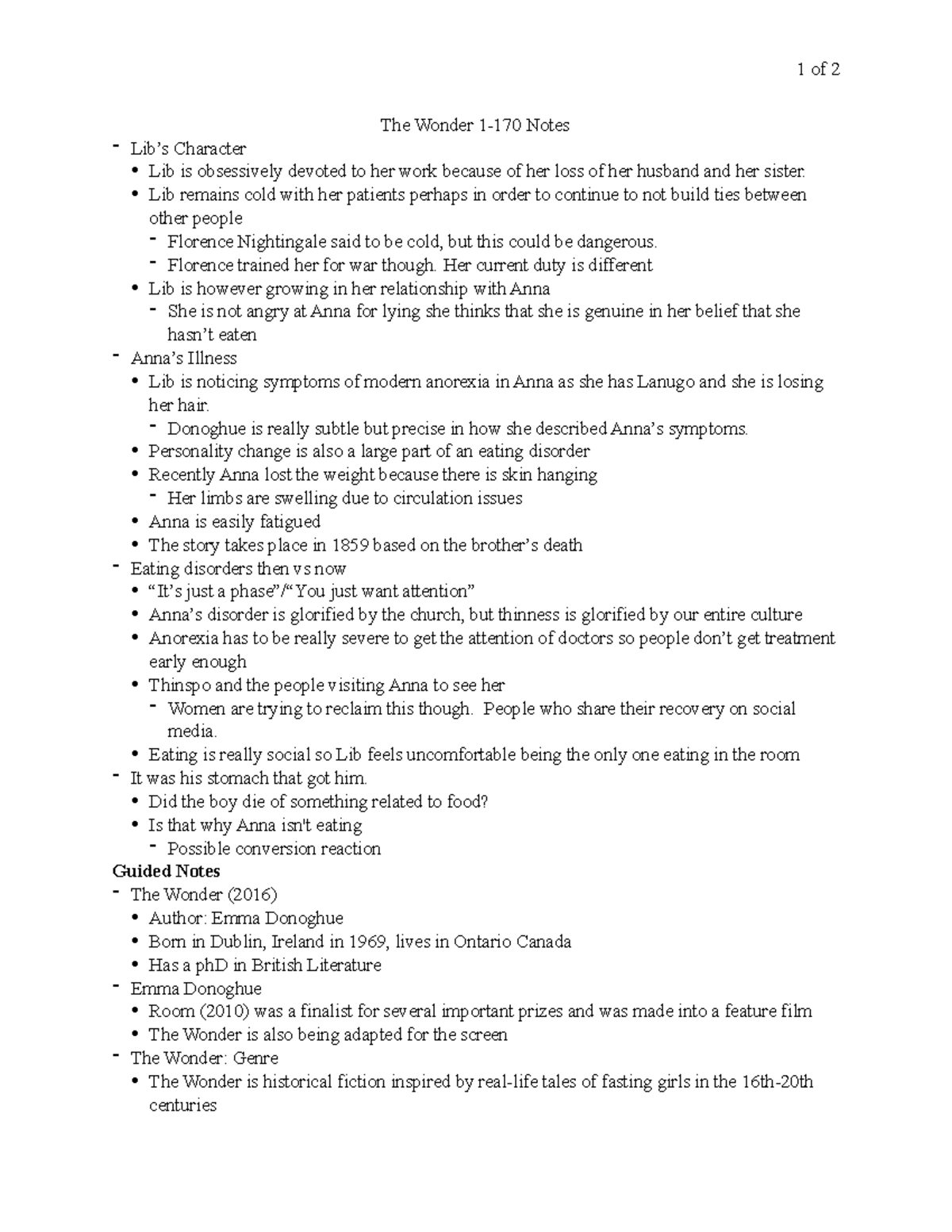 The Wonder 1-170 Notes - Stiles - 1! of !2 The Wonder 1-170 Notes - Lib ...