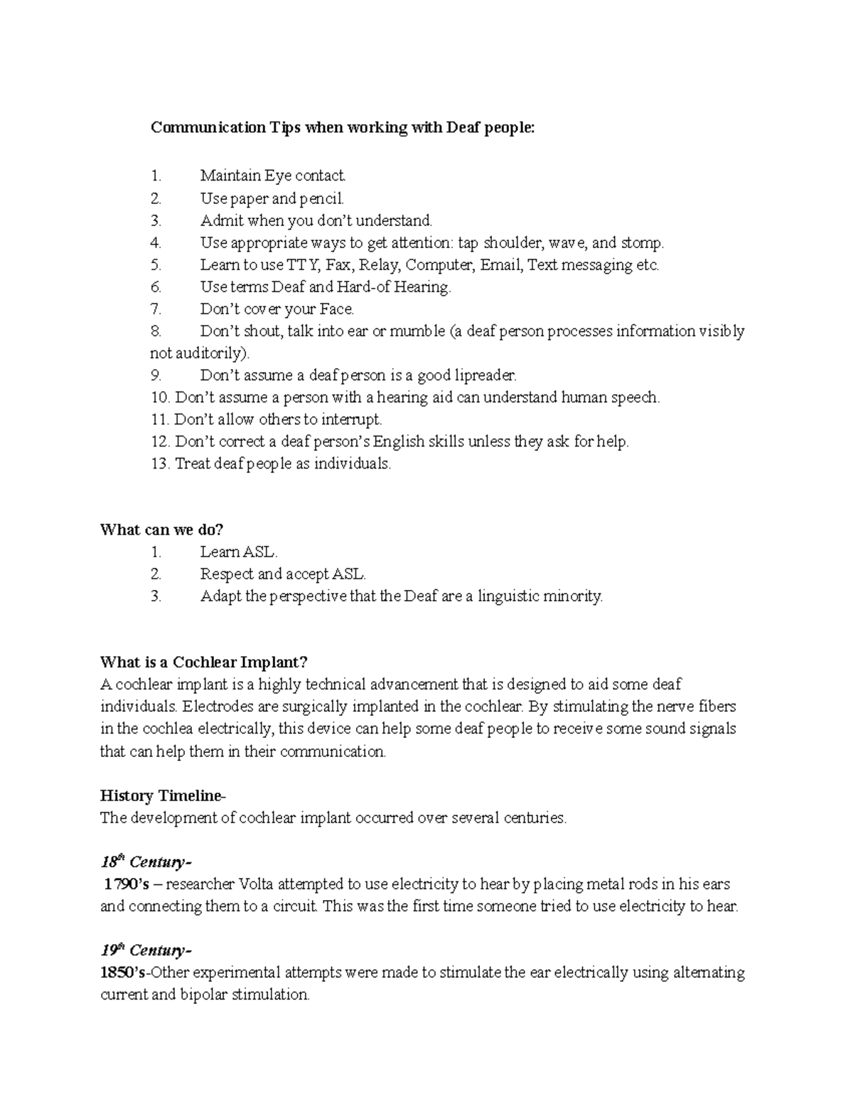 Communication Tips when working with Deaf people Lecture notes ...