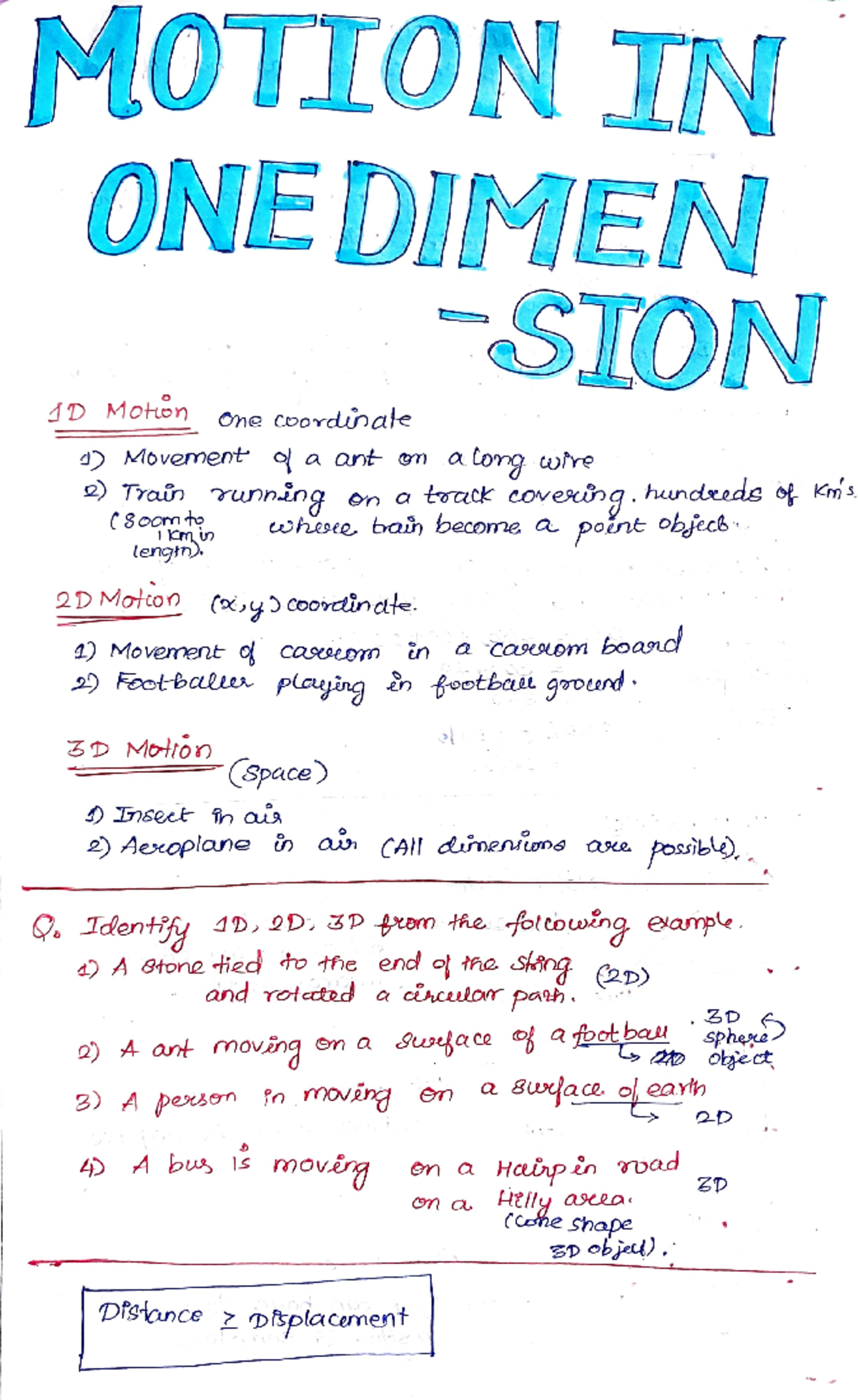 Motion IN A Straight LINE - MOTION IN ONE DIMEN -SIDN 1D Moton d ...