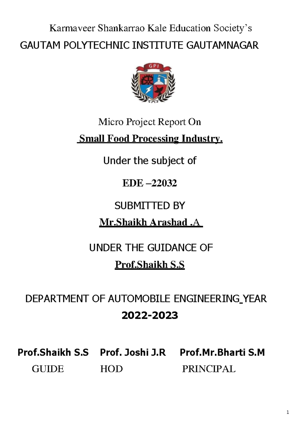 EDE project for computer - Karmaveer Shankarrao Kale Education Society ...