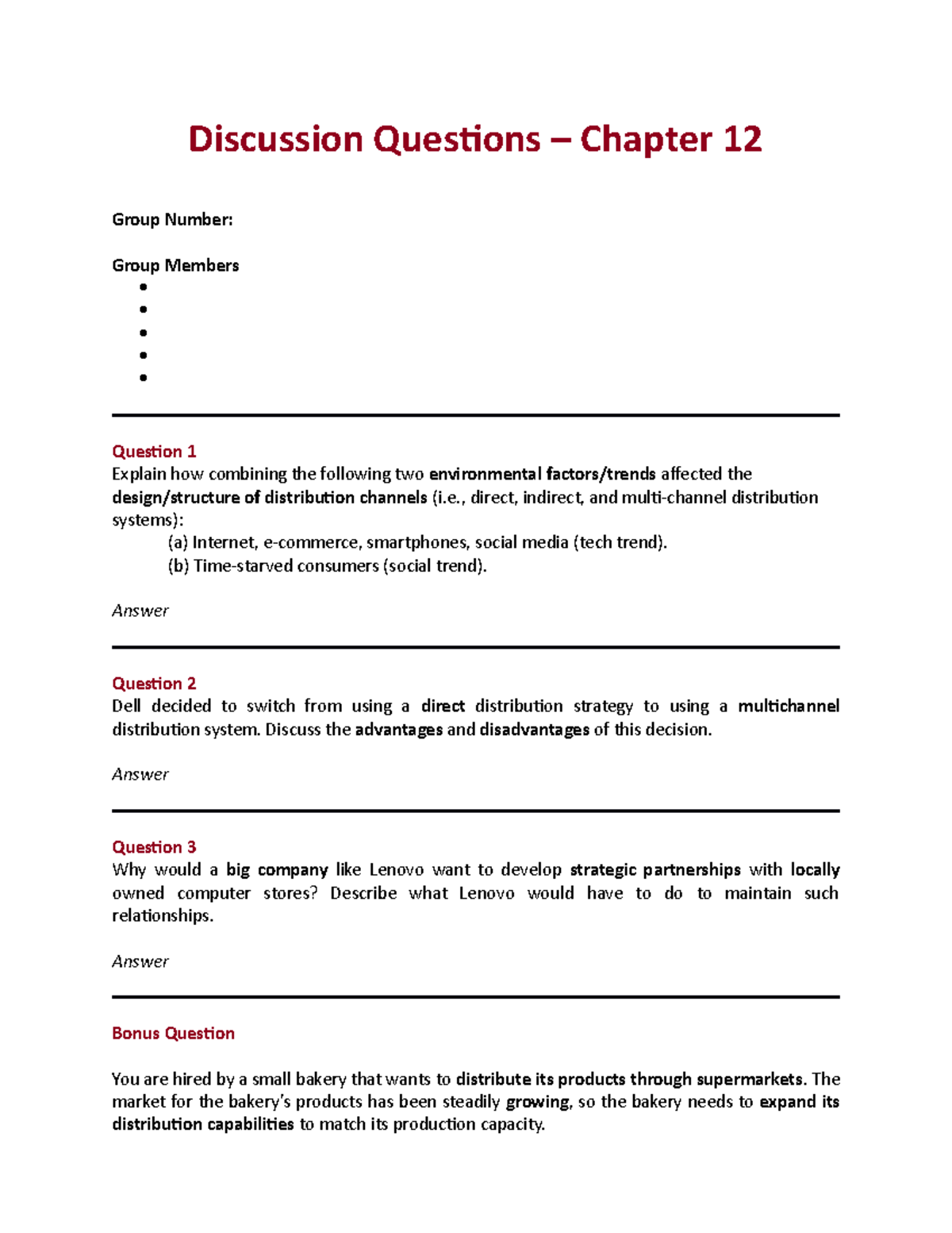 Discussion Questions - Chapter 12 - Discussion Questions – Chapter 12 ...
