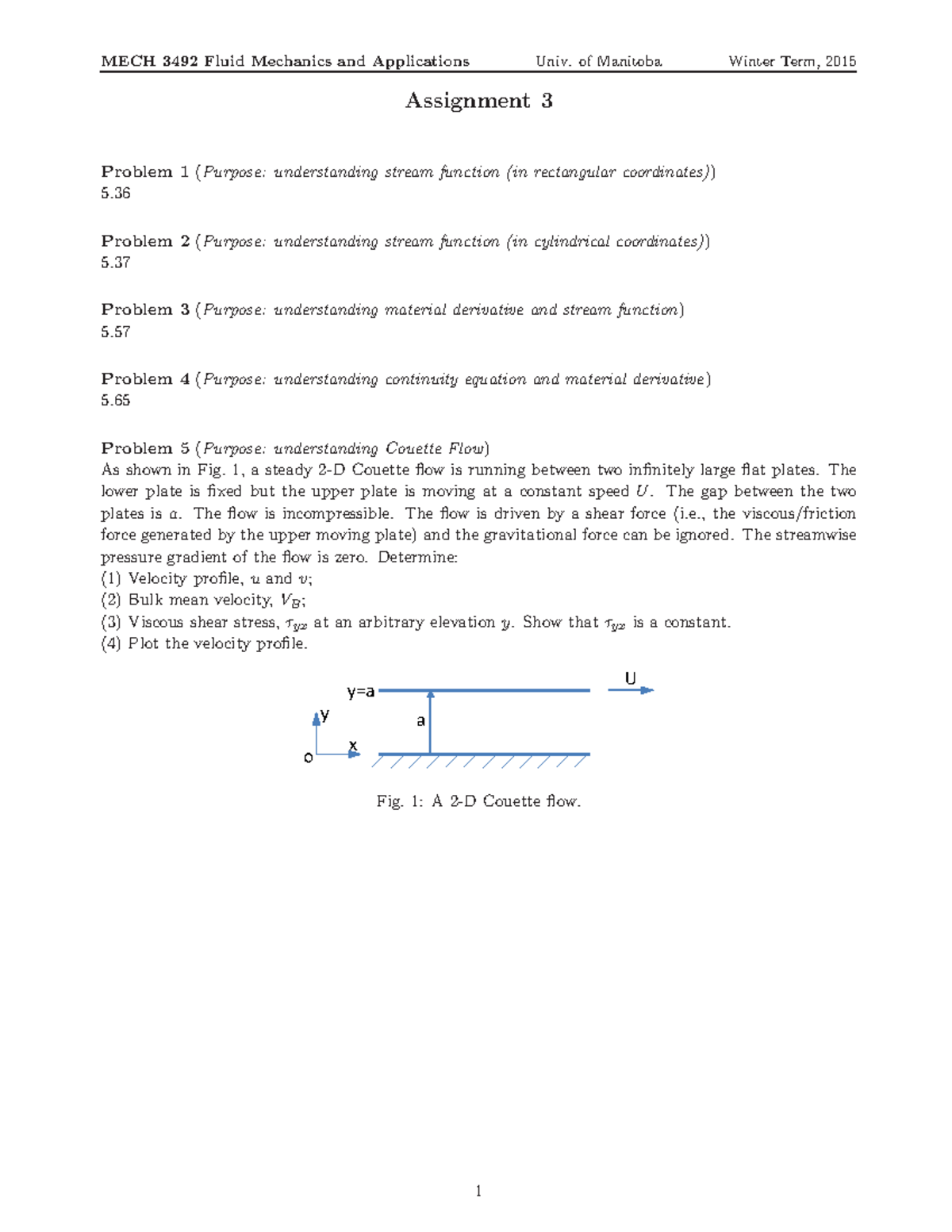 Fluid Mechanics And Applications Assignment 3 with solutions-3 - MECH ...