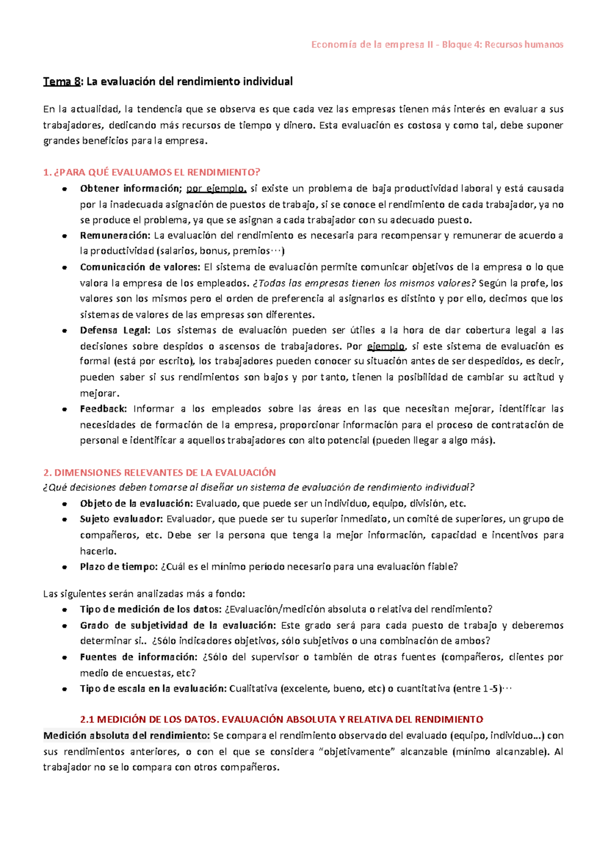 Tema 8 La evaluación del rendimiento individual - Tema 8 : La ...