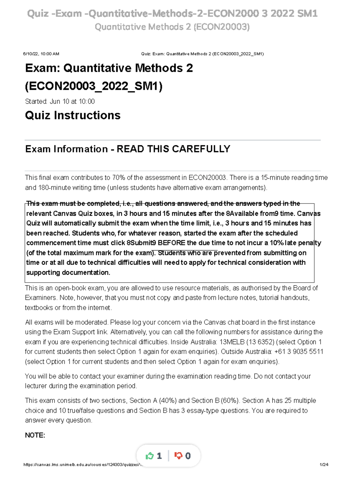 Quiz-exam-quantitative-methods-2-econ2000-3-2022-sm1 compress - Quiz ...