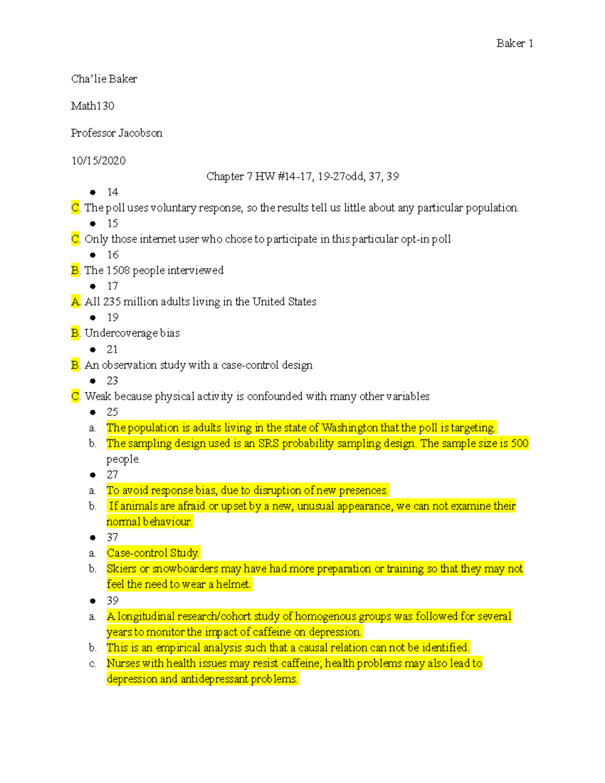 Chapter 7 HW #14-17, 19-27odd, 37, 39 - Baker 1 Cha’lie Baker Math ...