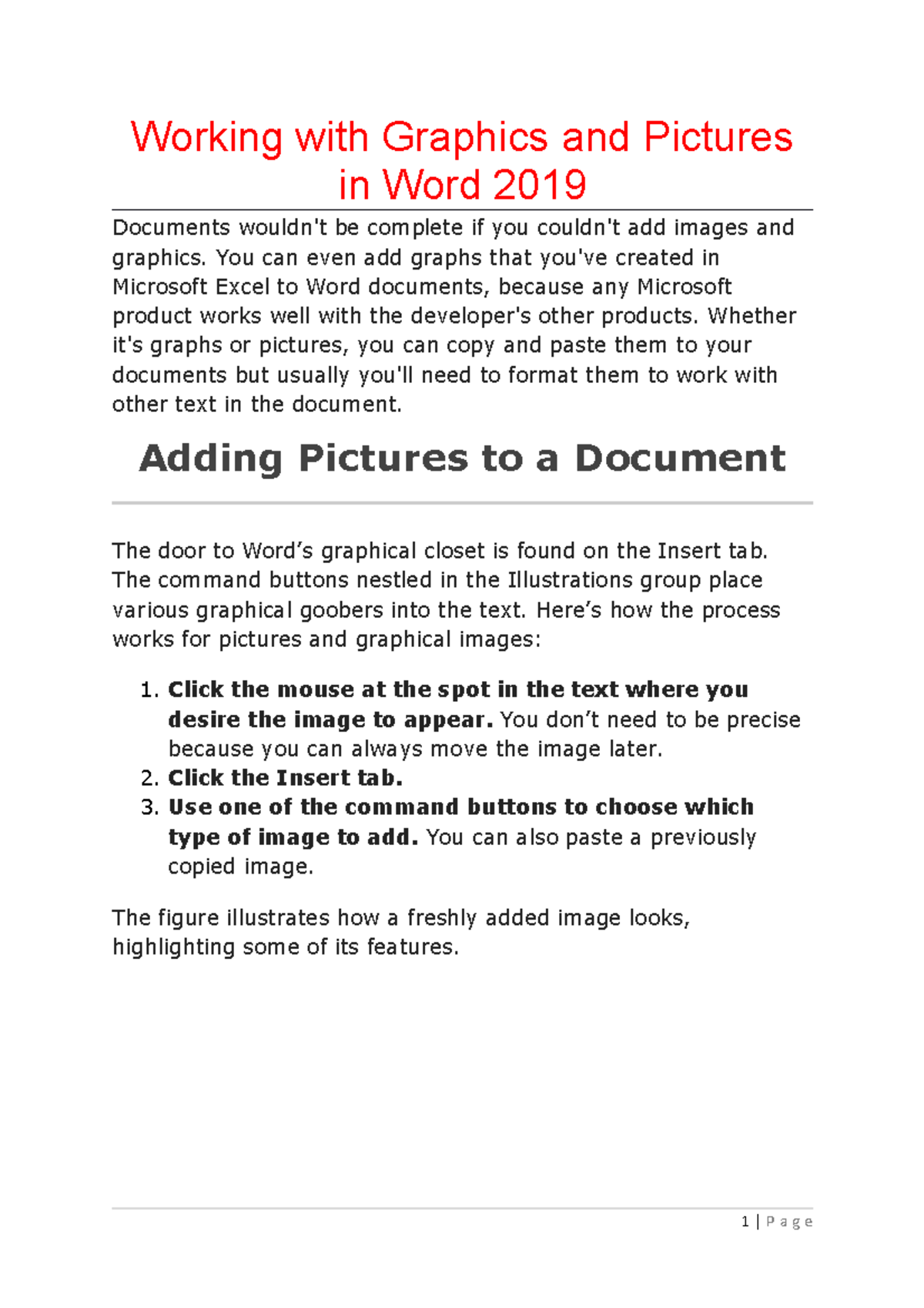 Lesson FIVE How to Insert and Position Graphics in Word Documents ...