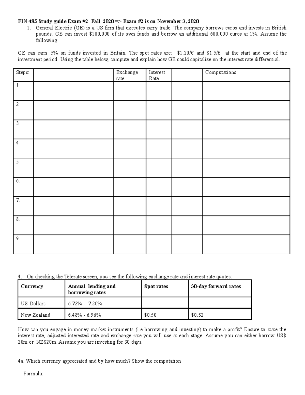 202011 02043140 three question - FIN 485 Study guide Exam #2 Fall 2020 ...