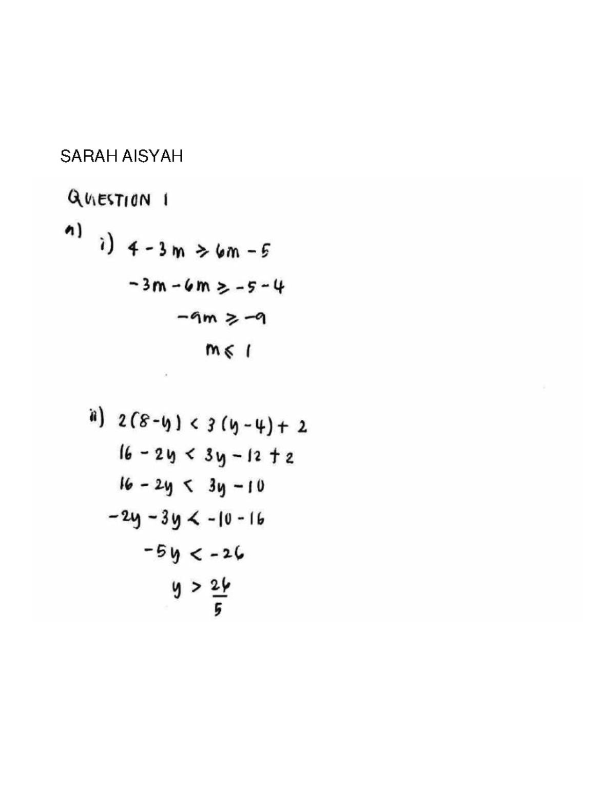 Group MAT406 Assessment - SARAH AISYAH HANIS NABILAH QUESTION Ib - 10-2k
