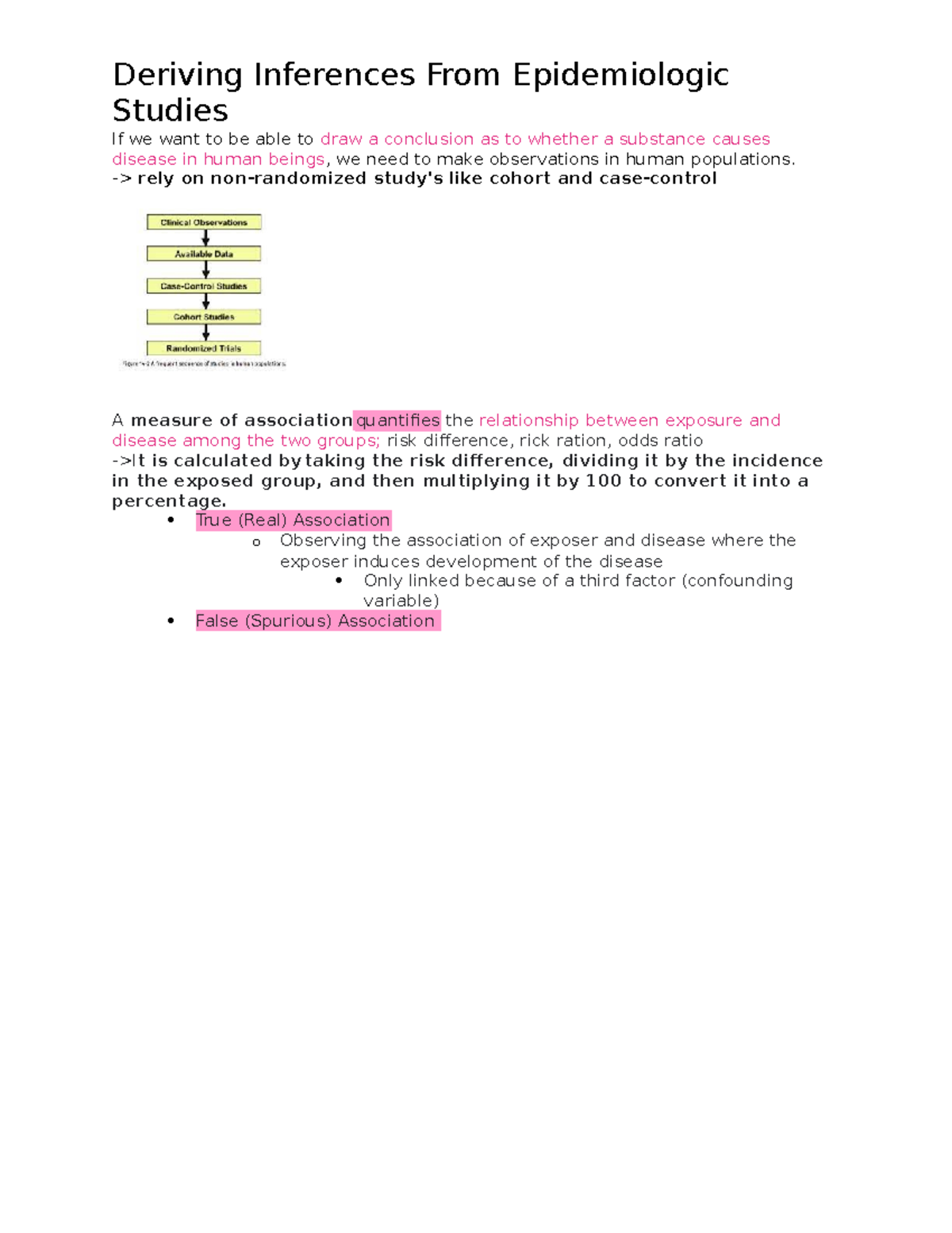 Deriving Inferences From Epidemiologic Studies Notes - Deriving ...