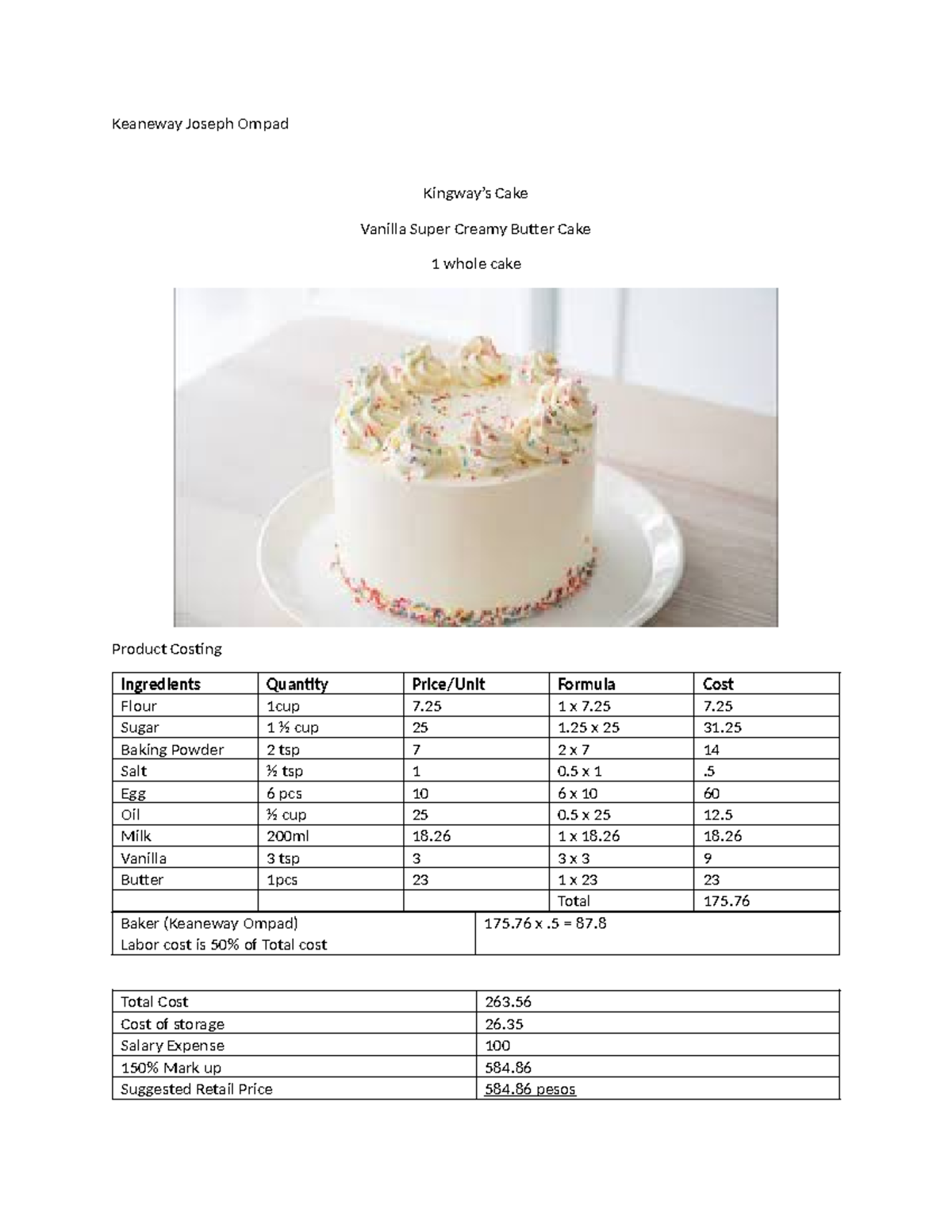 Ompad-Cluster-5 - Keaneway Joseph Ompad Kingway’s Cake Vanilla Super Creamy Butter Cake 1 whole ...