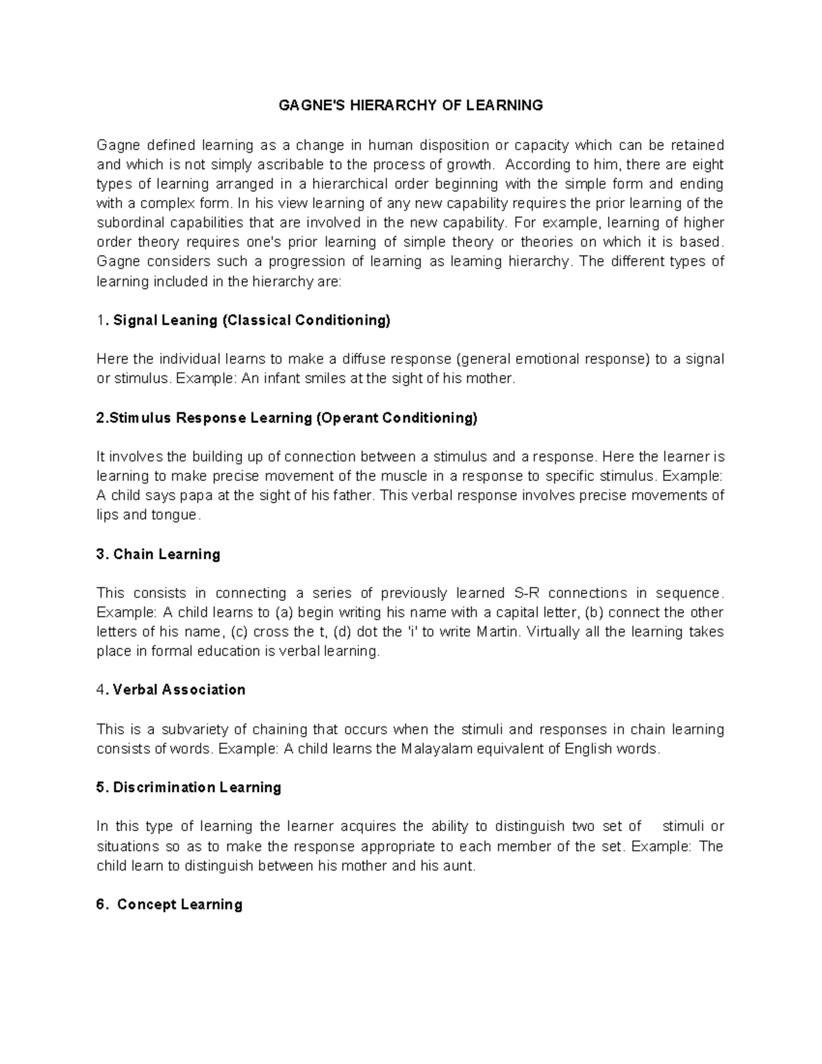 Gagne'S Hierarchy OF Learning - GAGNE'S HIERARCHY OF LEARNING Gagne ...