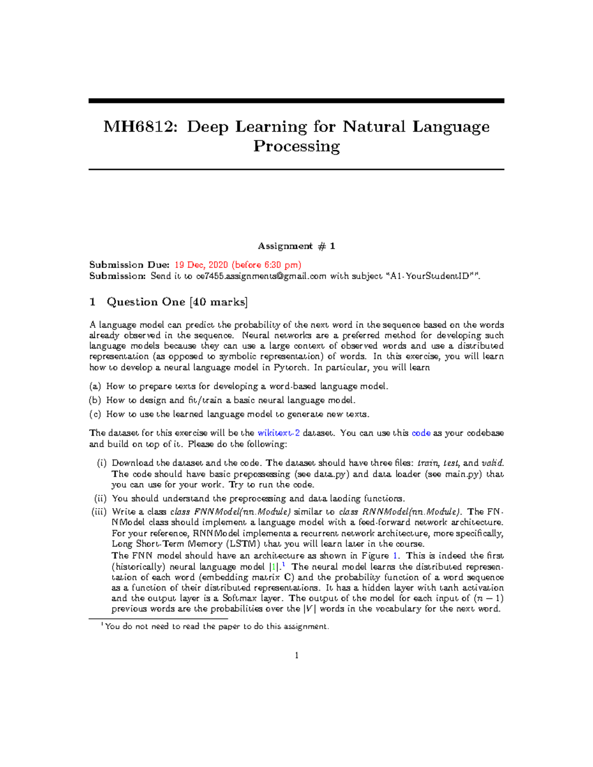 MH6812: Deep Learning for Natural Language Processing - MH6812: Deep ...