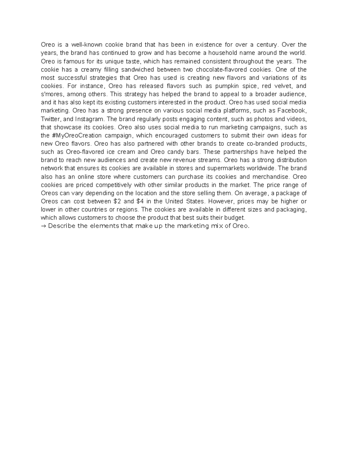 Oreo case of Principle of Marketing - Oreo is a well-known cookie brand ...