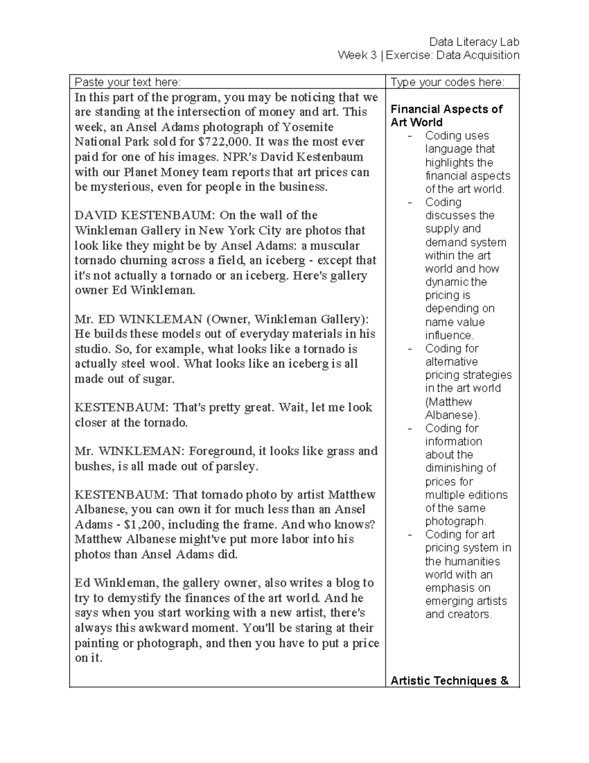 Week 8 Data Literacy Lab Assignment Week 3 Exercise Data Acquisition Paste Your Text Here