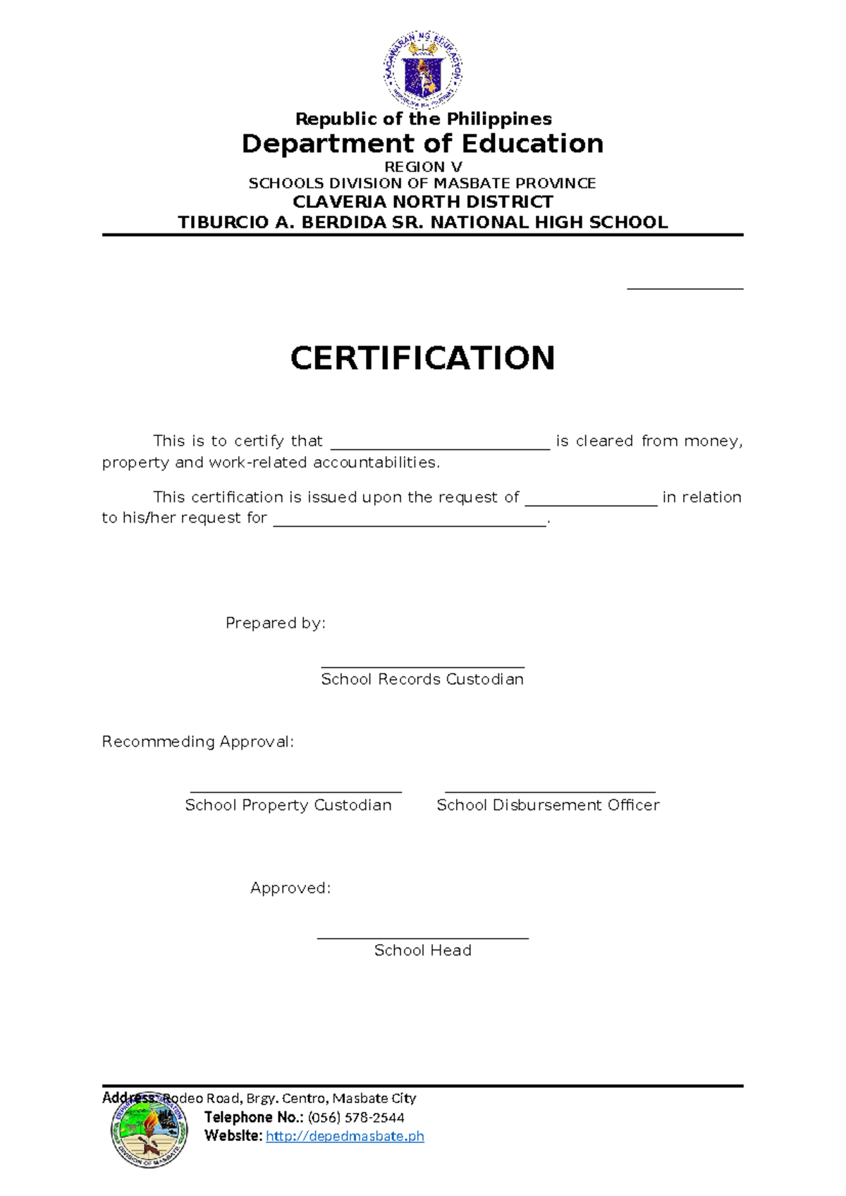 School- Clearance-FORM ( Tabsnhs) - Republic of the Philippines ...