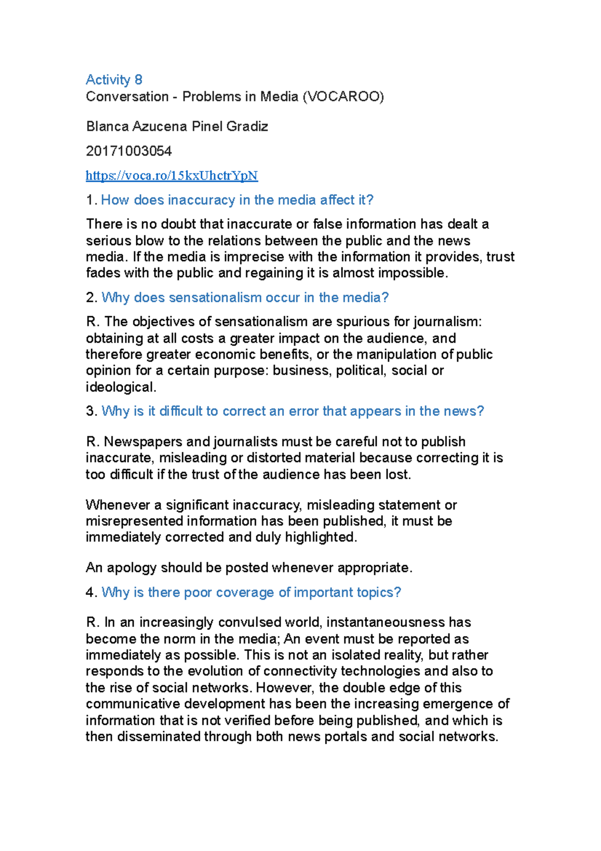 Activity 8 - vocabulary de ingles - Activity 8 Conversation - Problems ...