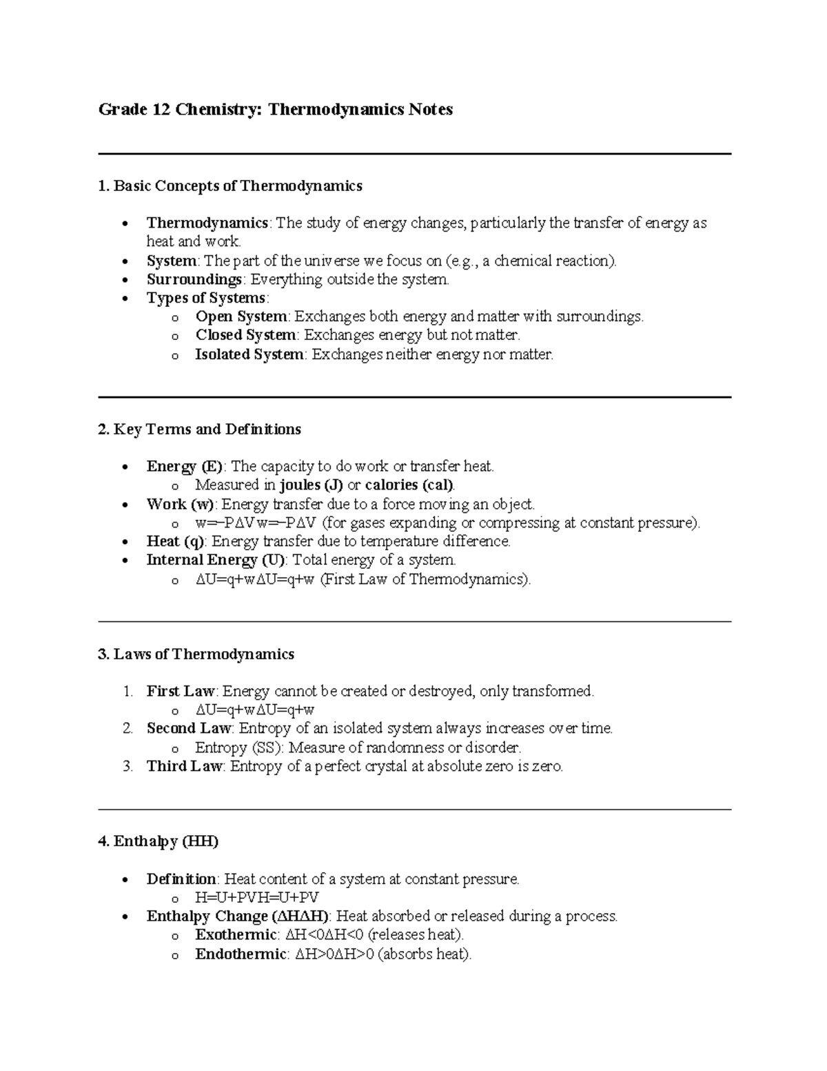Thermodynamics - System: The part of the universe we focus on (e., a ...