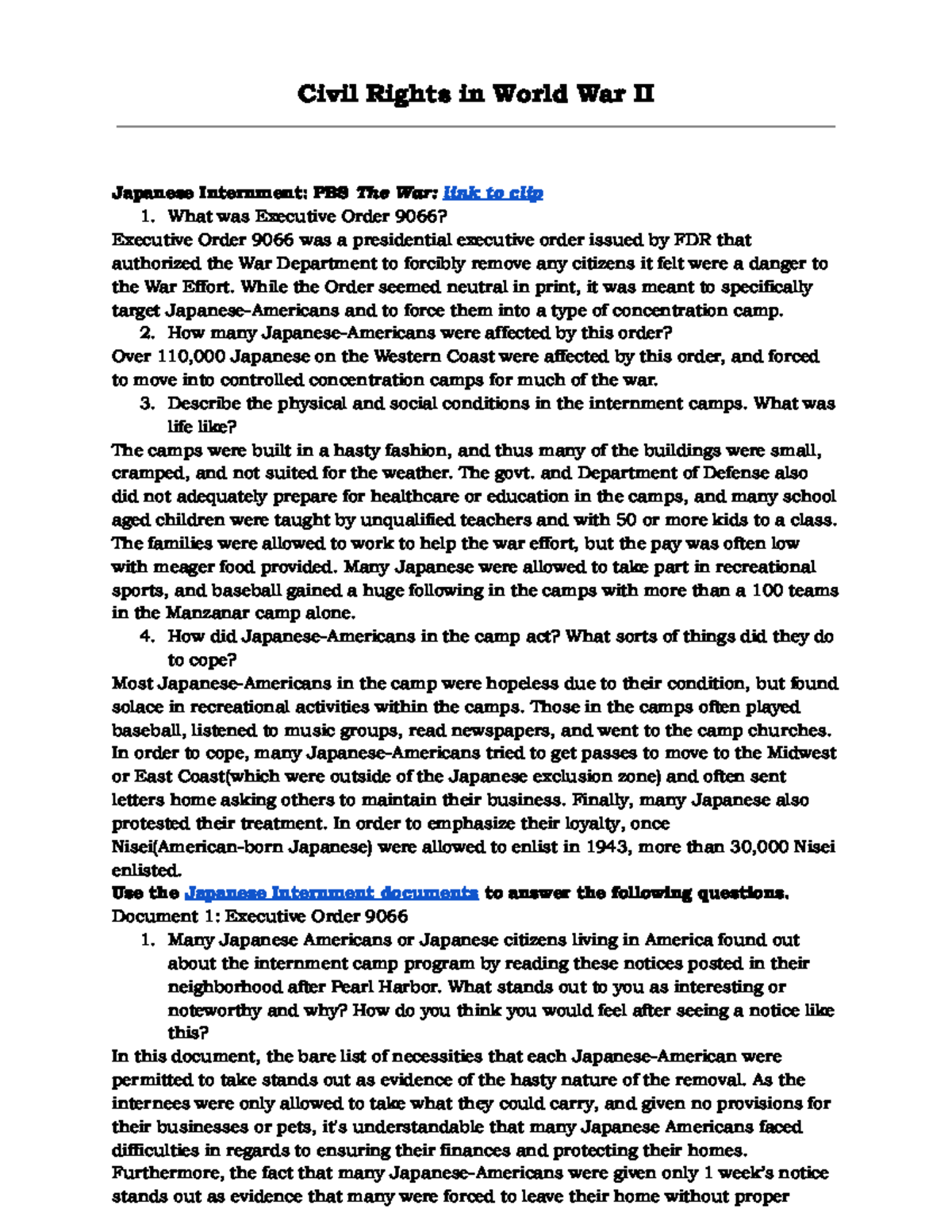 Internment & Double V - Civil Rights in World War II Japanese ...