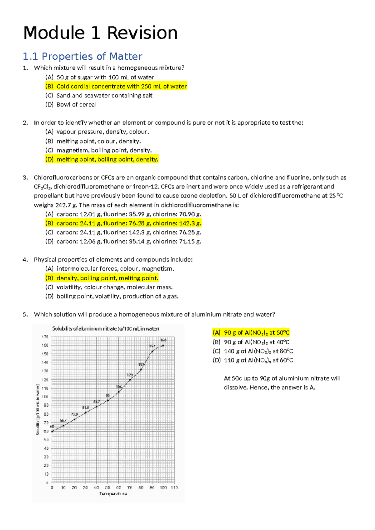 Module 1 Revision - Mod 1 rev - Module 1 Revision 1 Properties of ...