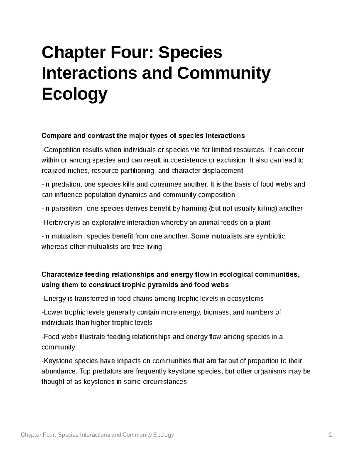 Chapter Four Species Interactions and Community Ecology - It can occur ...