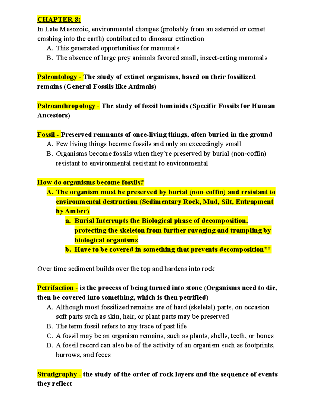 ANTH class CH 8 - 13 - Lecture Notes. - CHAPTER 8: In Late Mesozoic ...