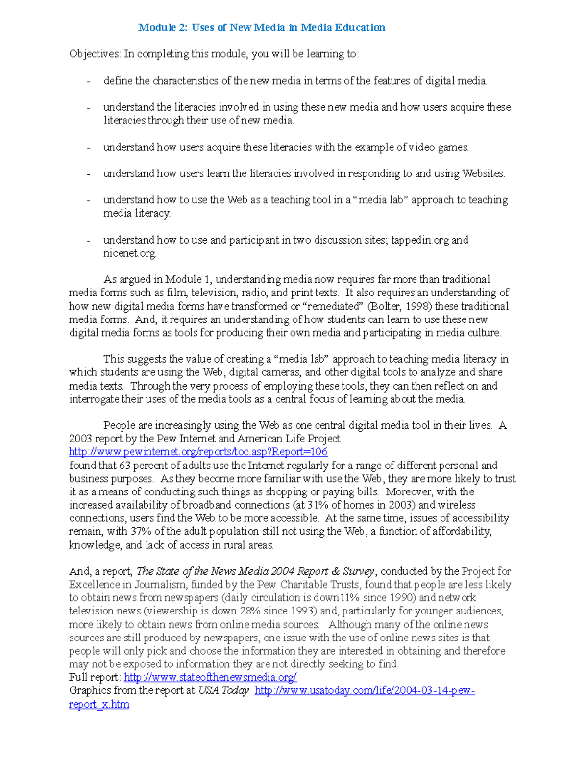 Ch02 Uses of New Media in Media Education - Module 2: Uses of New Media ...